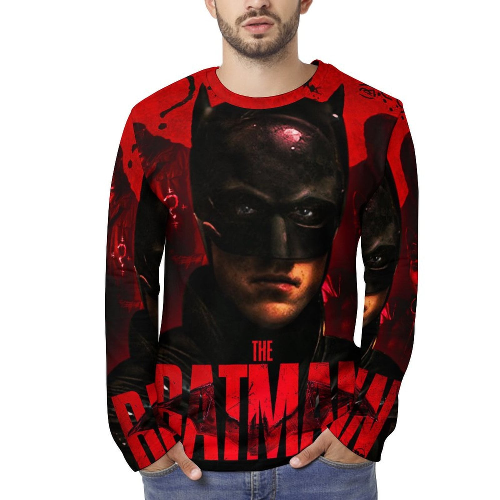 Batman T Shirt 3D Printed Crewneck Graphic Long Sleeve Tees for Mens ...