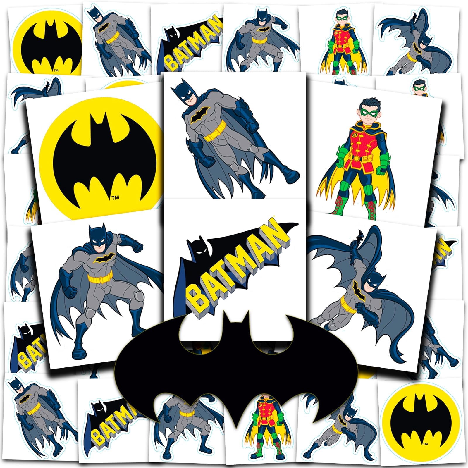 Batman Tattoos Party Favors Bundle ~ 72 Perforated Individual 2" x 2 ...