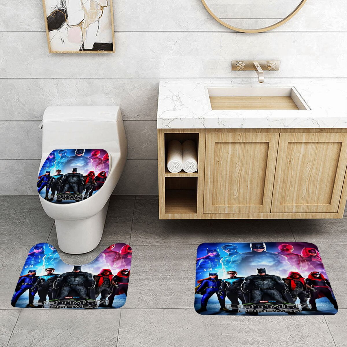 Batman The Animated Series floor mat and toilet set is durable, machine ...