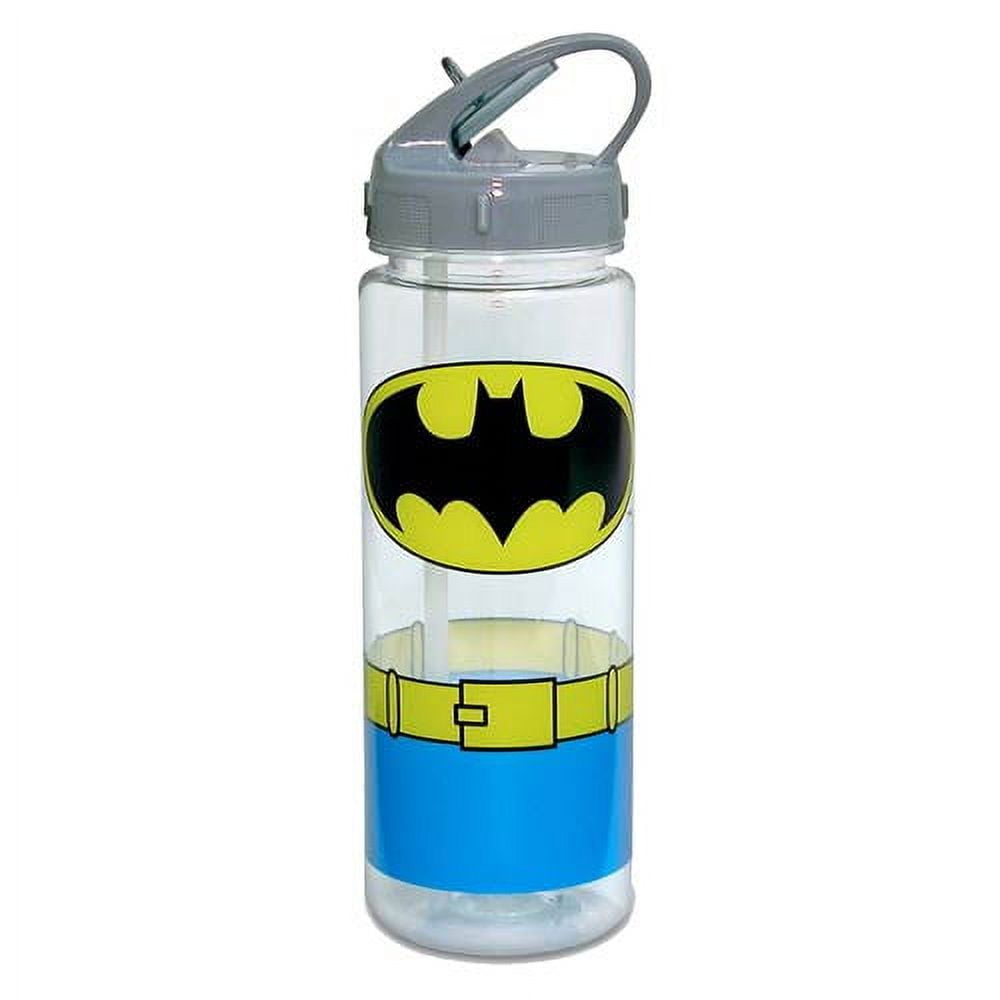 Batman Uniform Flip Straw Water Bottle DC Comics Logo Lunch - Walmart.com