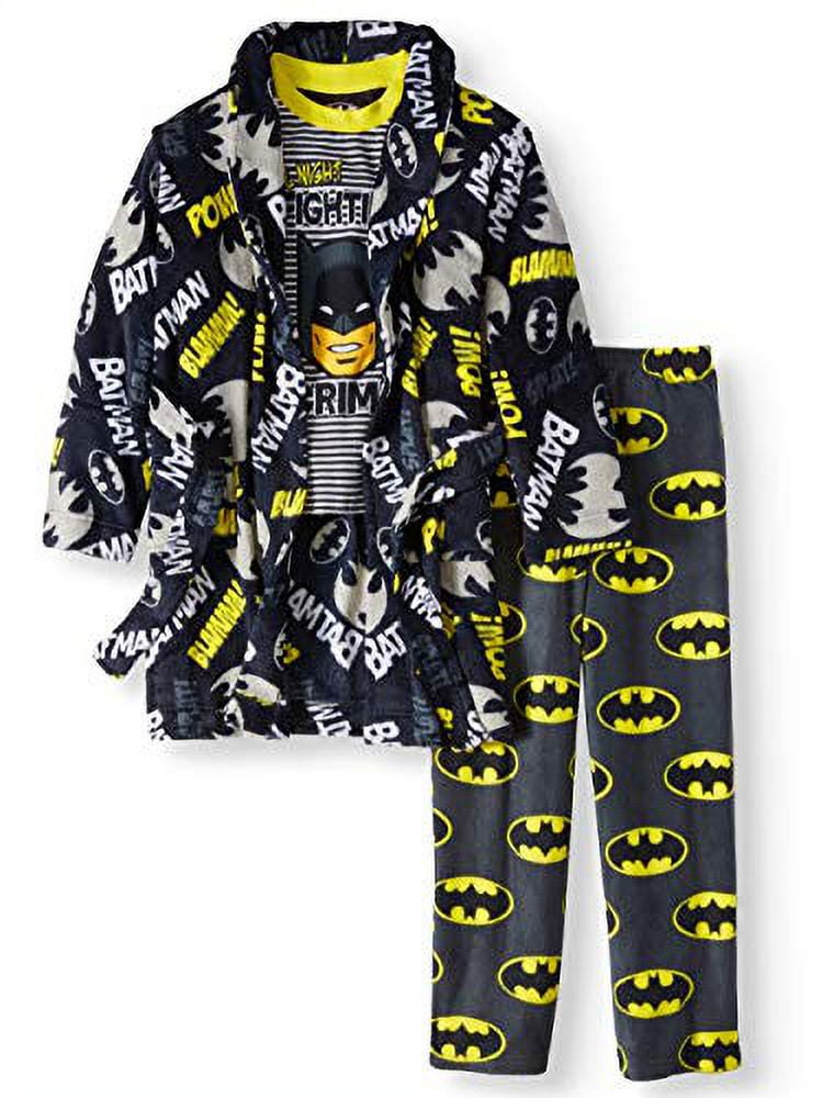 Batman Up All Night Fighting Crime Fleece Bathrobe and Pajama Set (6 ...