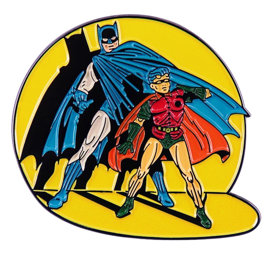Batman With Cape And Robin Posing 1.5 Inches Tall Enamel Metal Pin ...