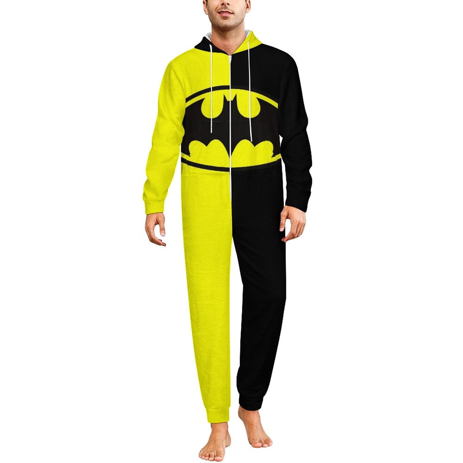 Batman Women Men Pajamas Zipper Onesie Jumpsuit Hooded One Piece ...