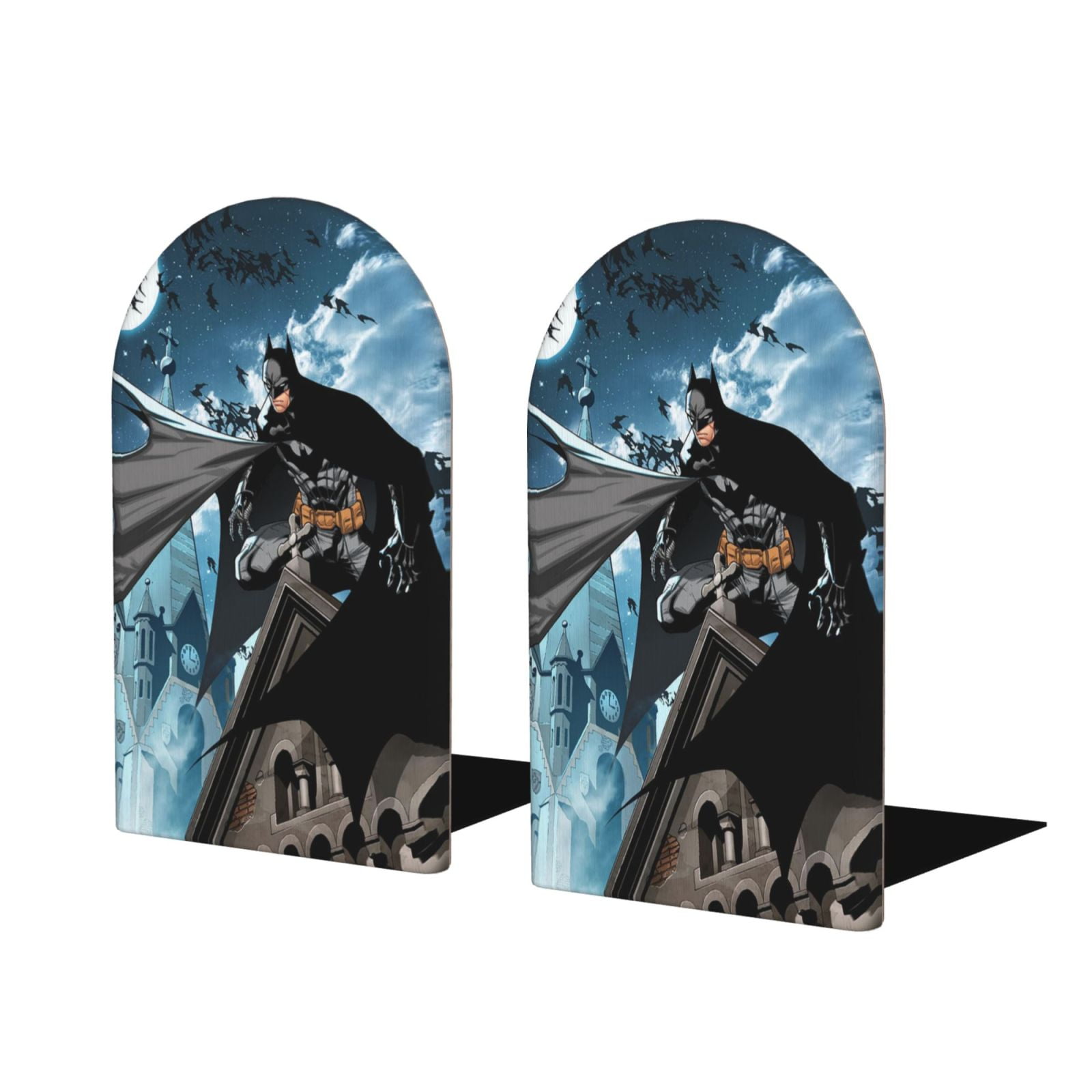 Batman Wood Bookends For Shelves Non-Slip Book Holders Decorative Room ...