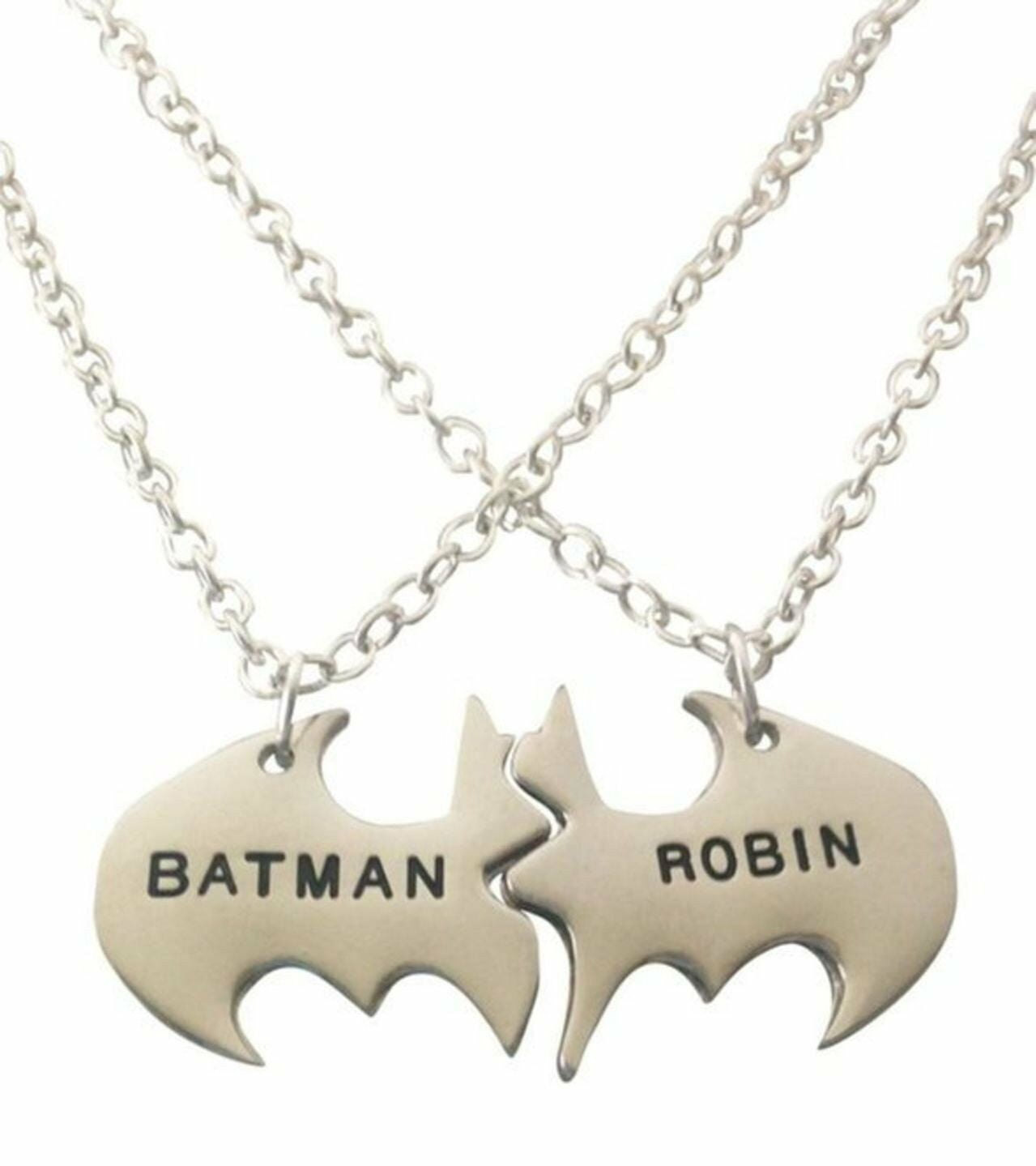 Batman and Robin BFF 2 Piece Bat Shield Metal Necklace - Walmart.com