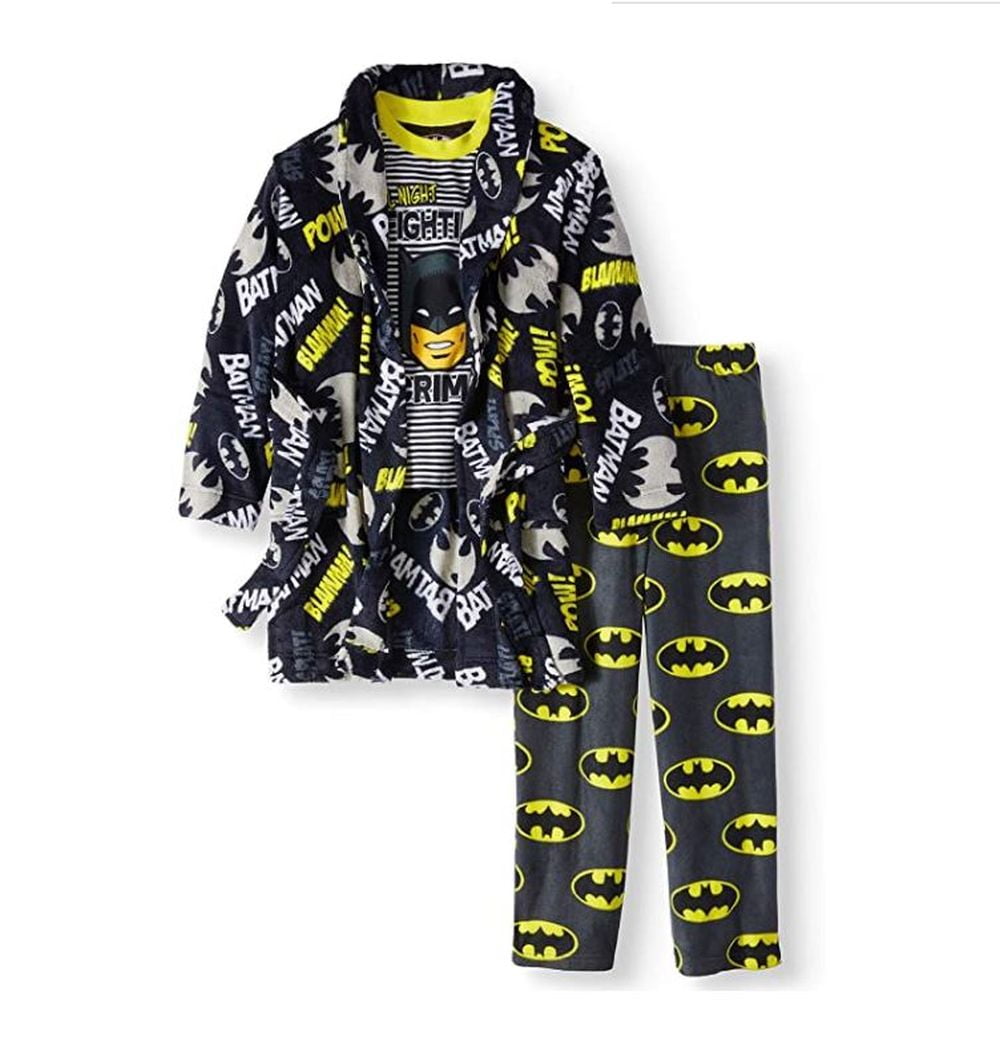 Batman up All Night Fighting Crime Fleece Bathrobe and Pajama Set ...
