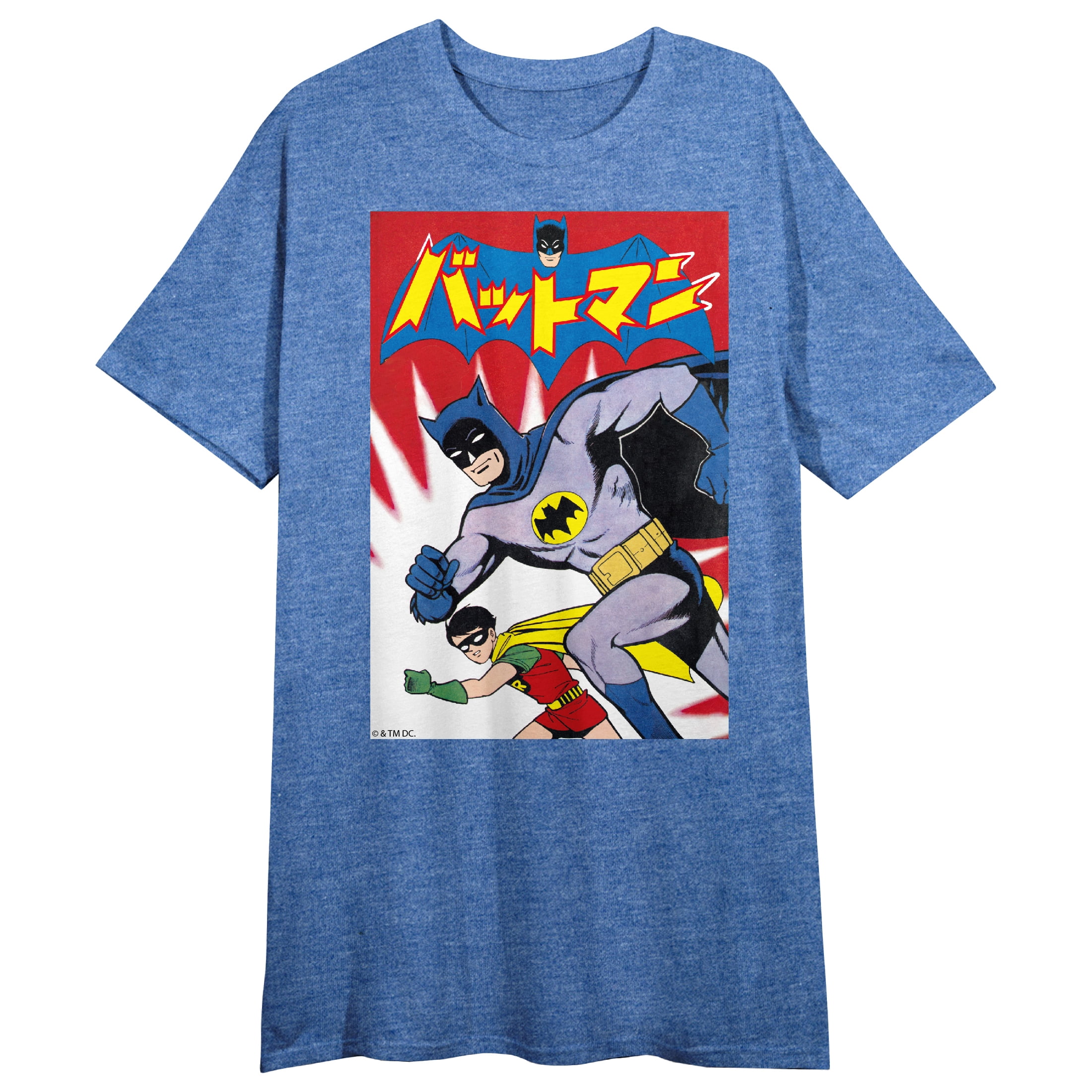 Batmanga Batman & Robin Cover Art Crew Neck Short Sleeve Blue Heather ...