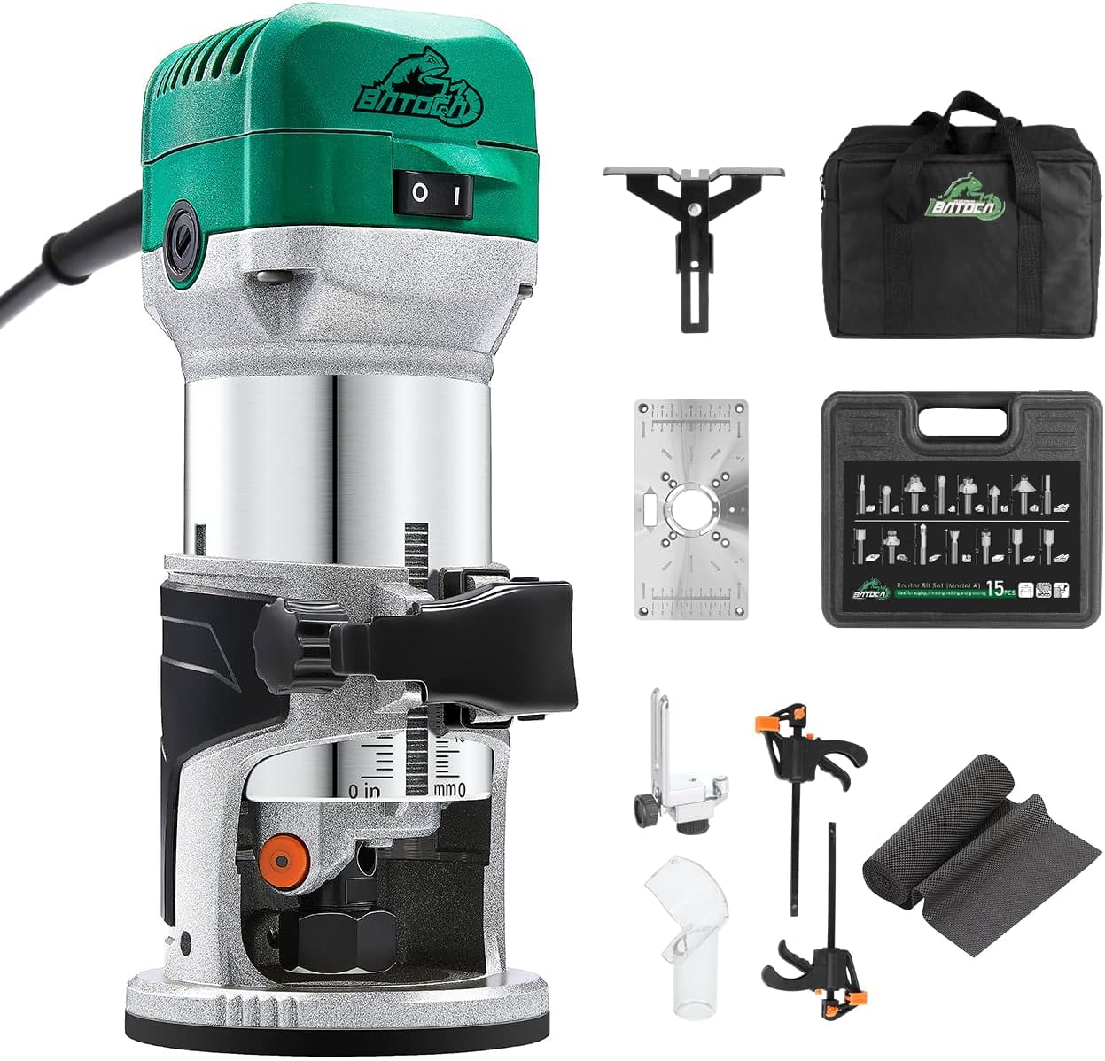 Batoca VS601E 1-1/4 HP Max Torque Router Tool for Woodworking, 6 ...