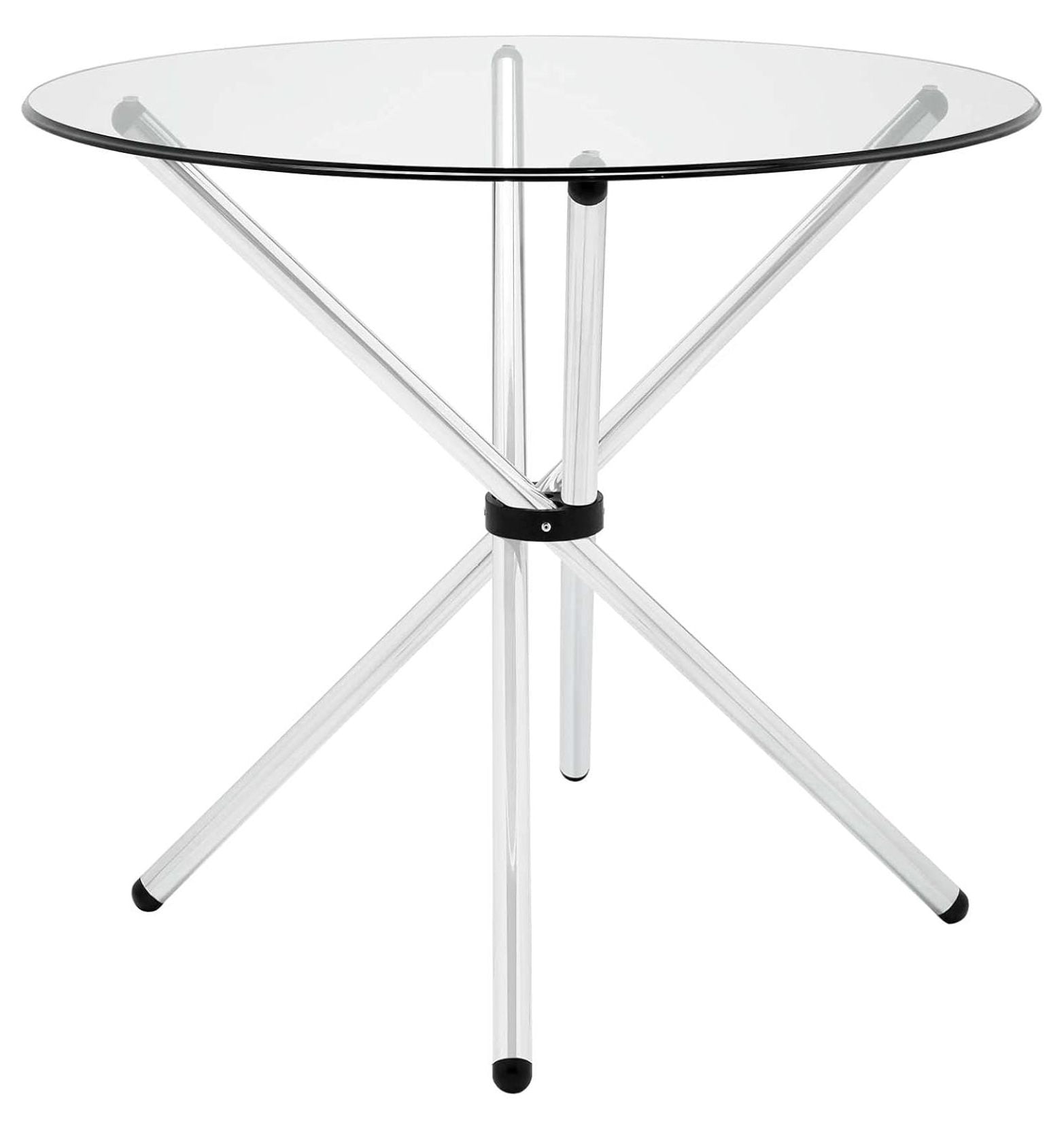 Baton 36" Modern Kitchen and Dining Table with Round Glass Top and ...