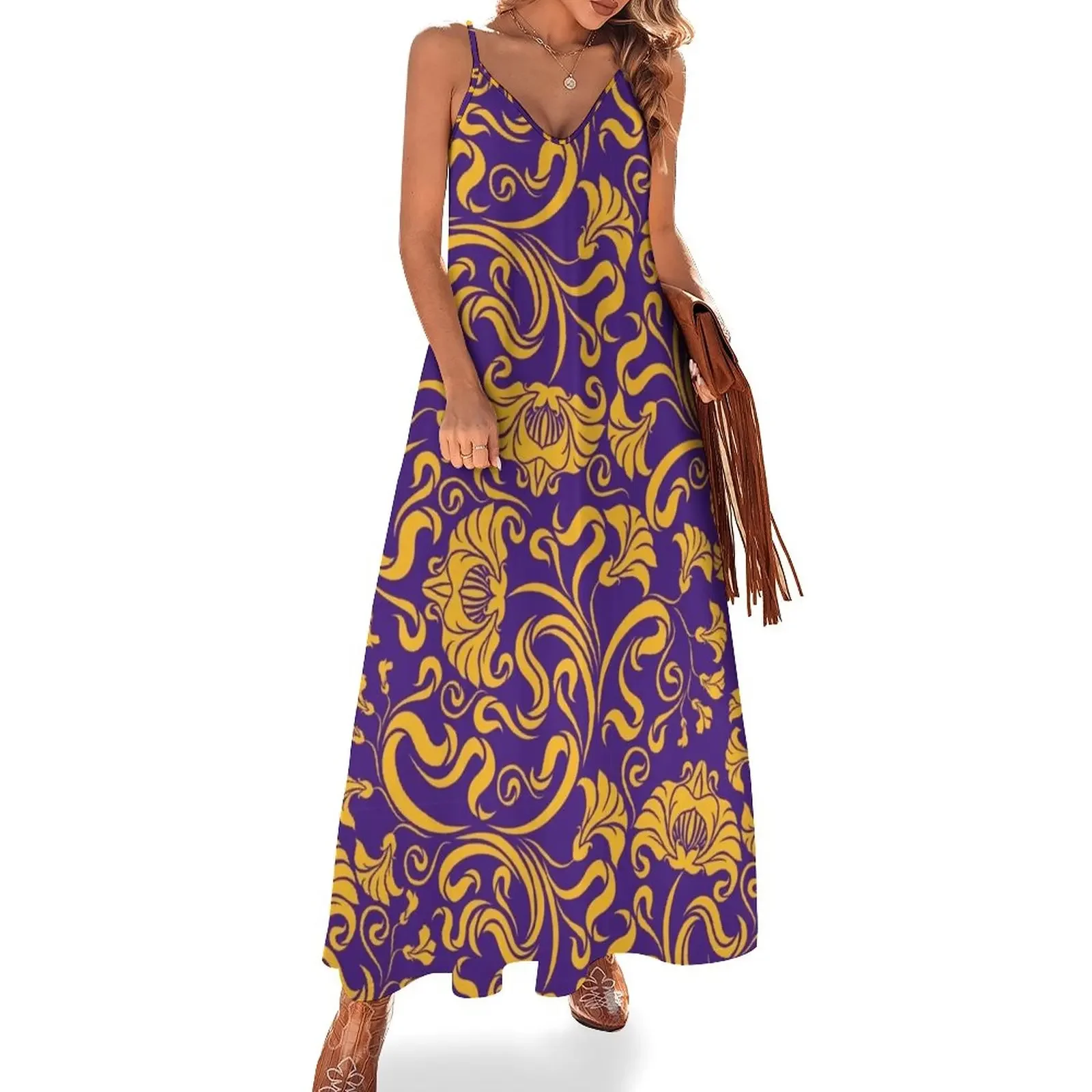 Baton Rouge - Floral Reversed Sleeveless Dress Elegant gown women's ...