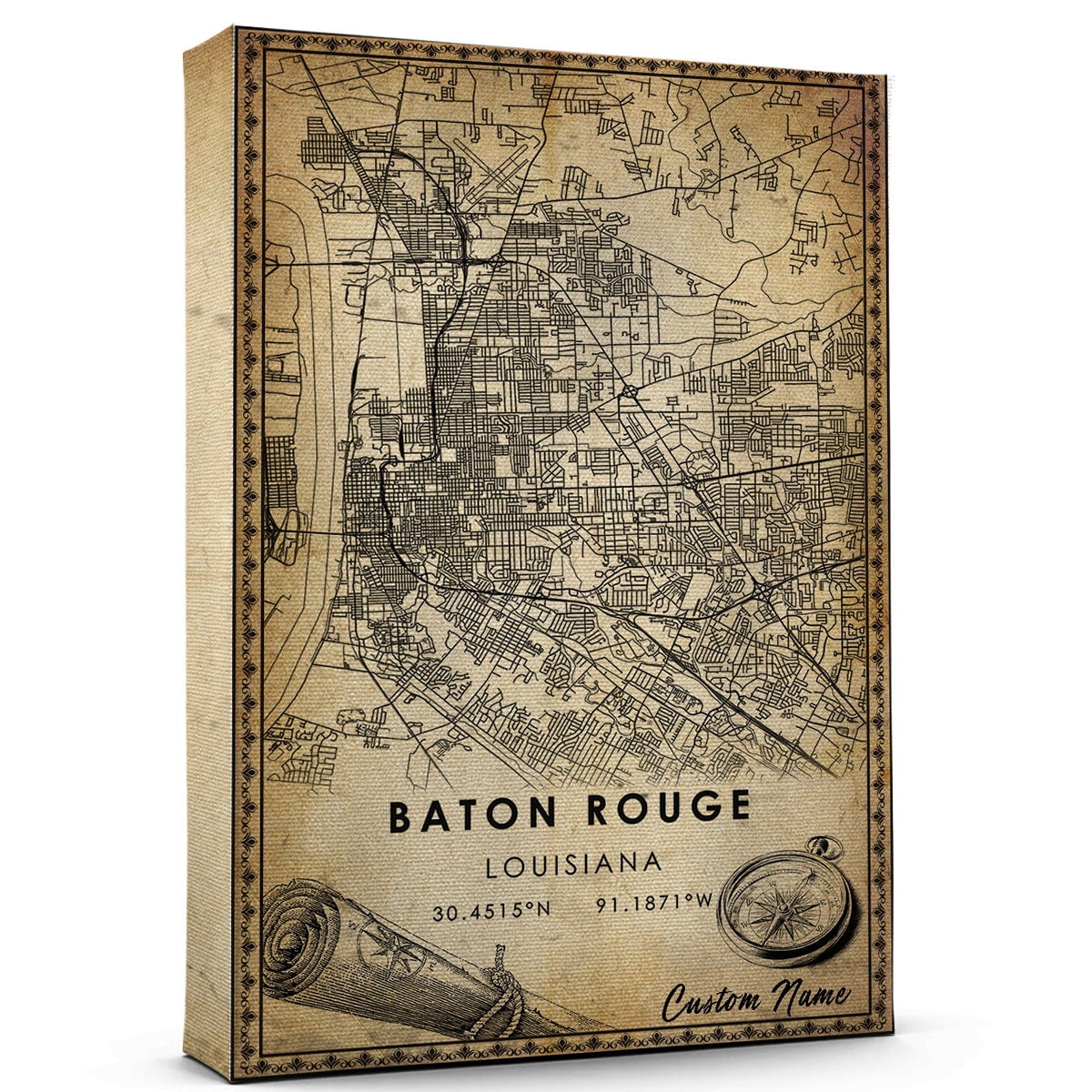 Baton Rouge Map Poster, Louisiana Map Art Poster, Canvas, Baton Rouge ...