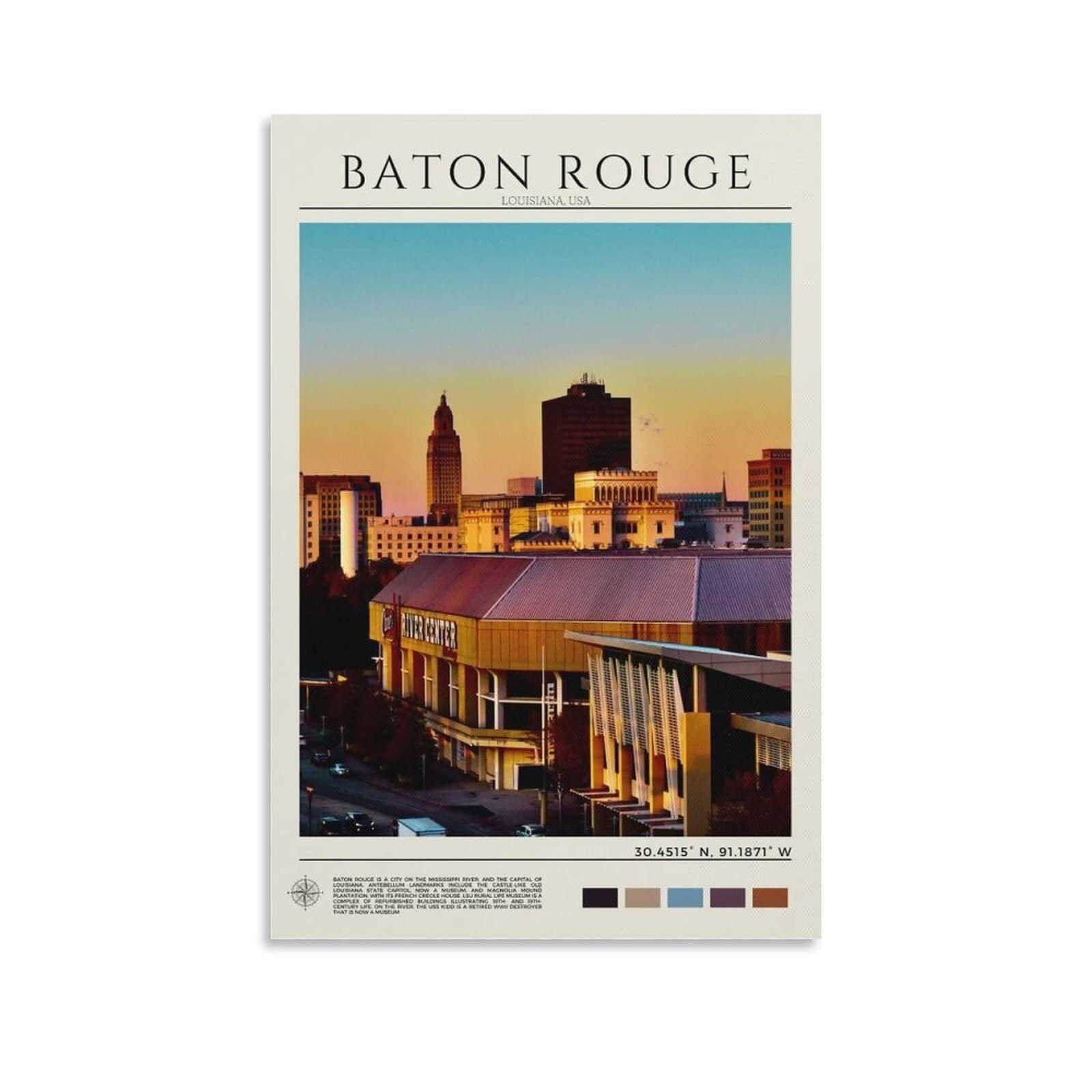 Baton Rouge Photo Art Print Poster Louisiana Poster American Art Canvas ...