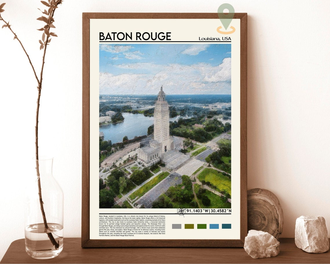 Baton Rouge Print, Baton Rouge Poster, Baton Rouge Wall Art, Baton ...