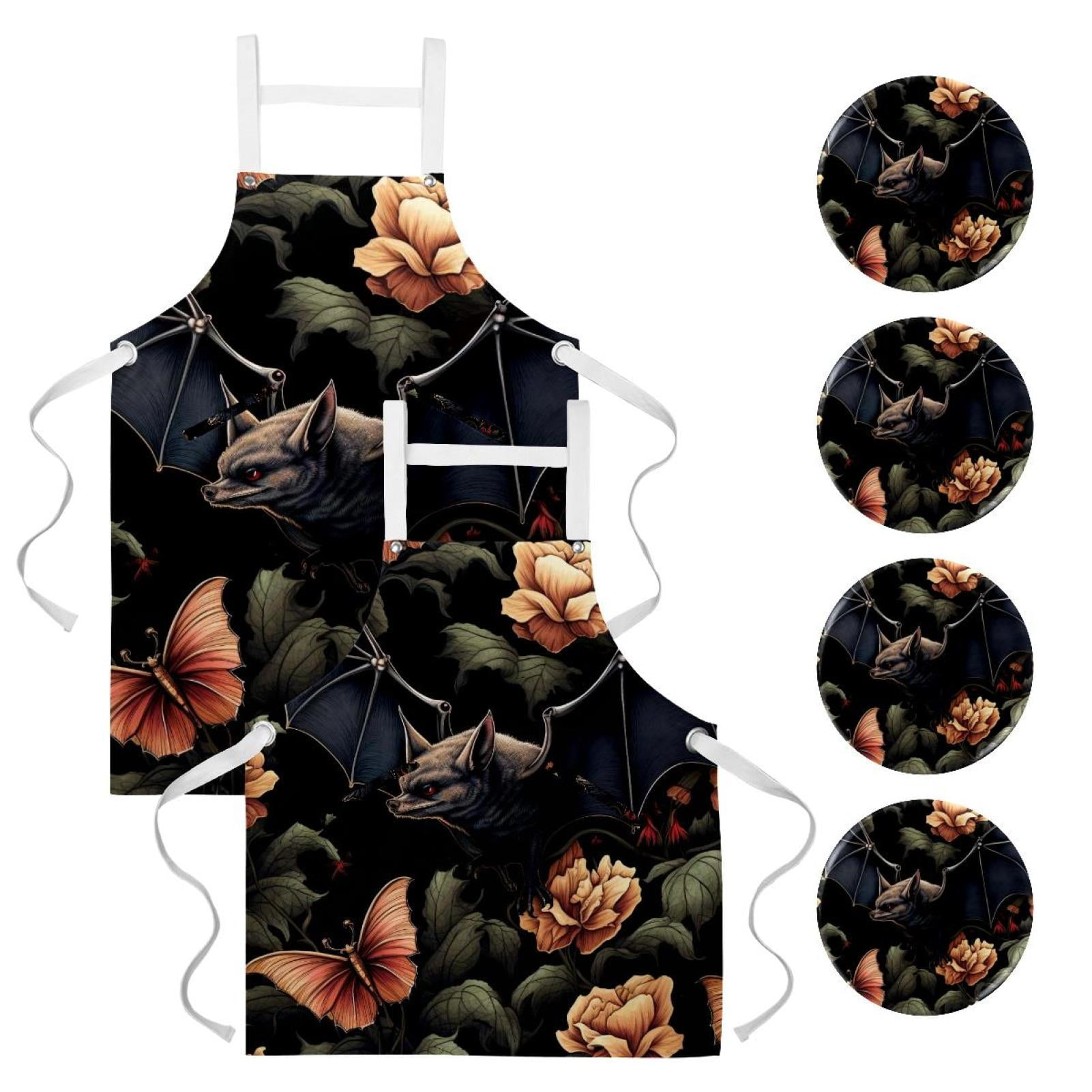 Bats 2 Pack Waterproof Chef Apron with Pockets and Badge Set - Cooking ...