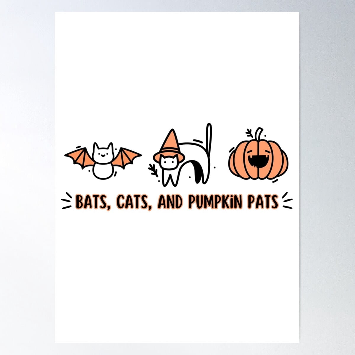 Bats Cats And Pumpkin Pats - Orange Poster Wall Art Modern Wall Decor ...