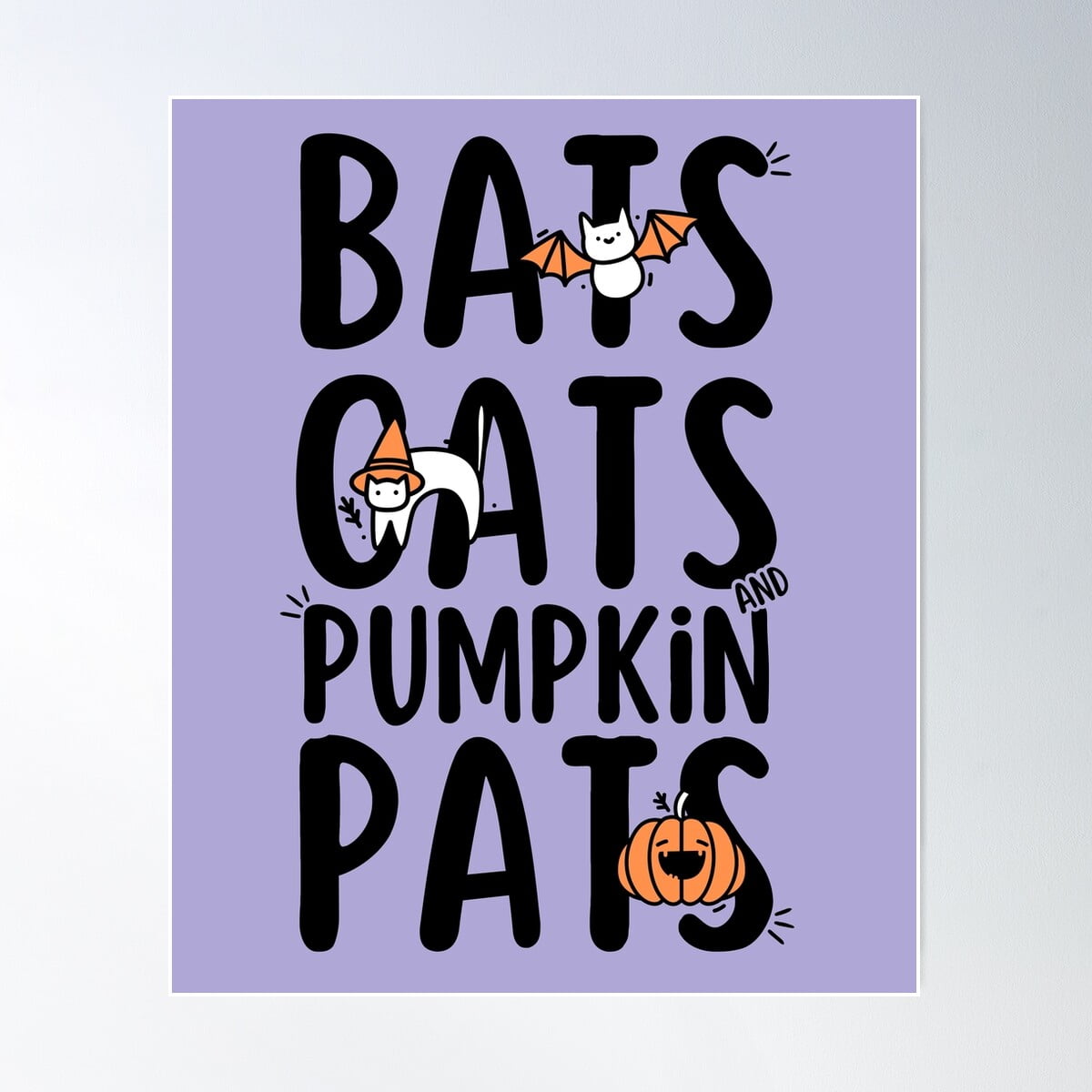 Bats, Cats, And Pumpkin Pats Poster Wall Art, Modern Wall Decor For ...