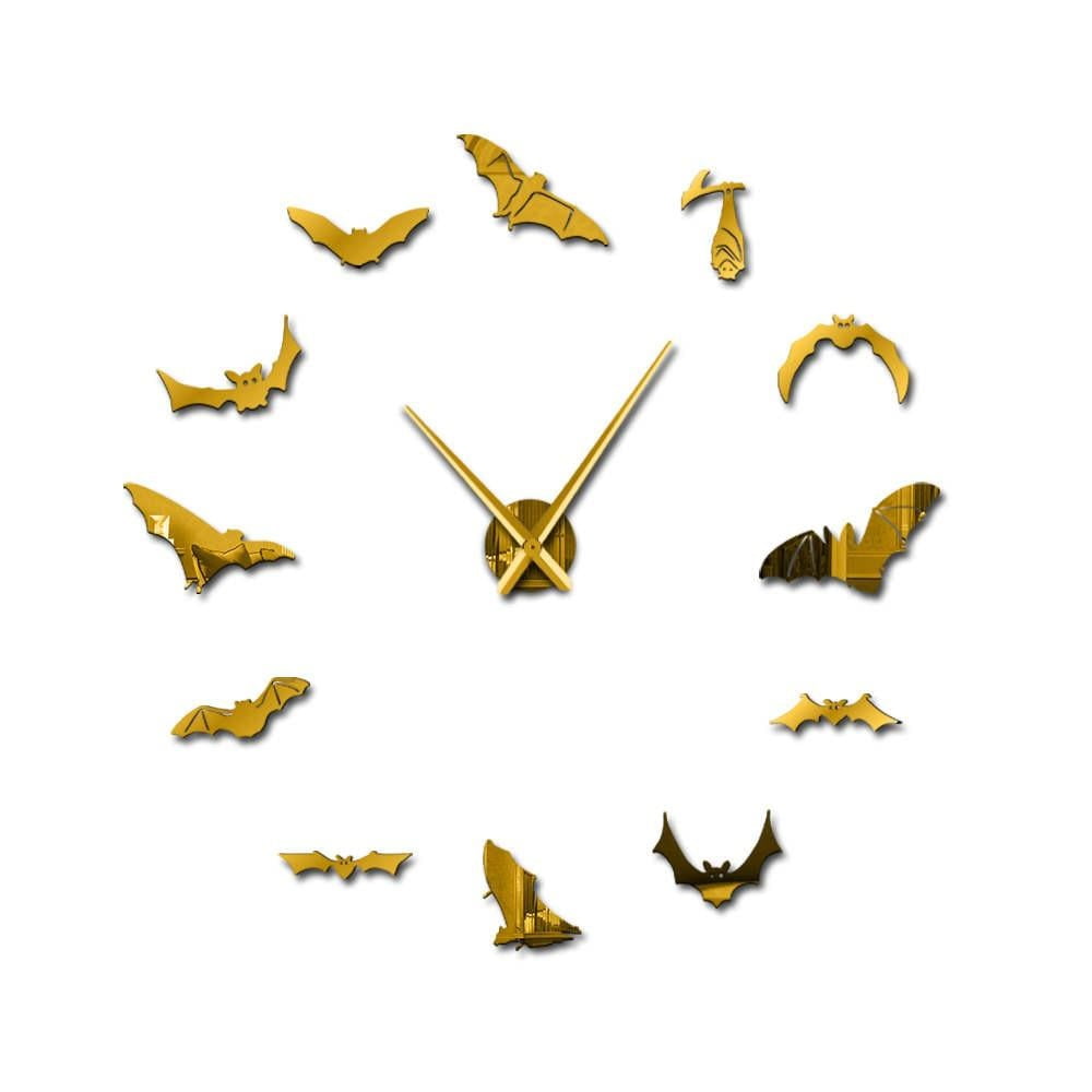 Bats DIY Large Numer Wall Clock Modern Design Giant Wall Clock Mirror ...