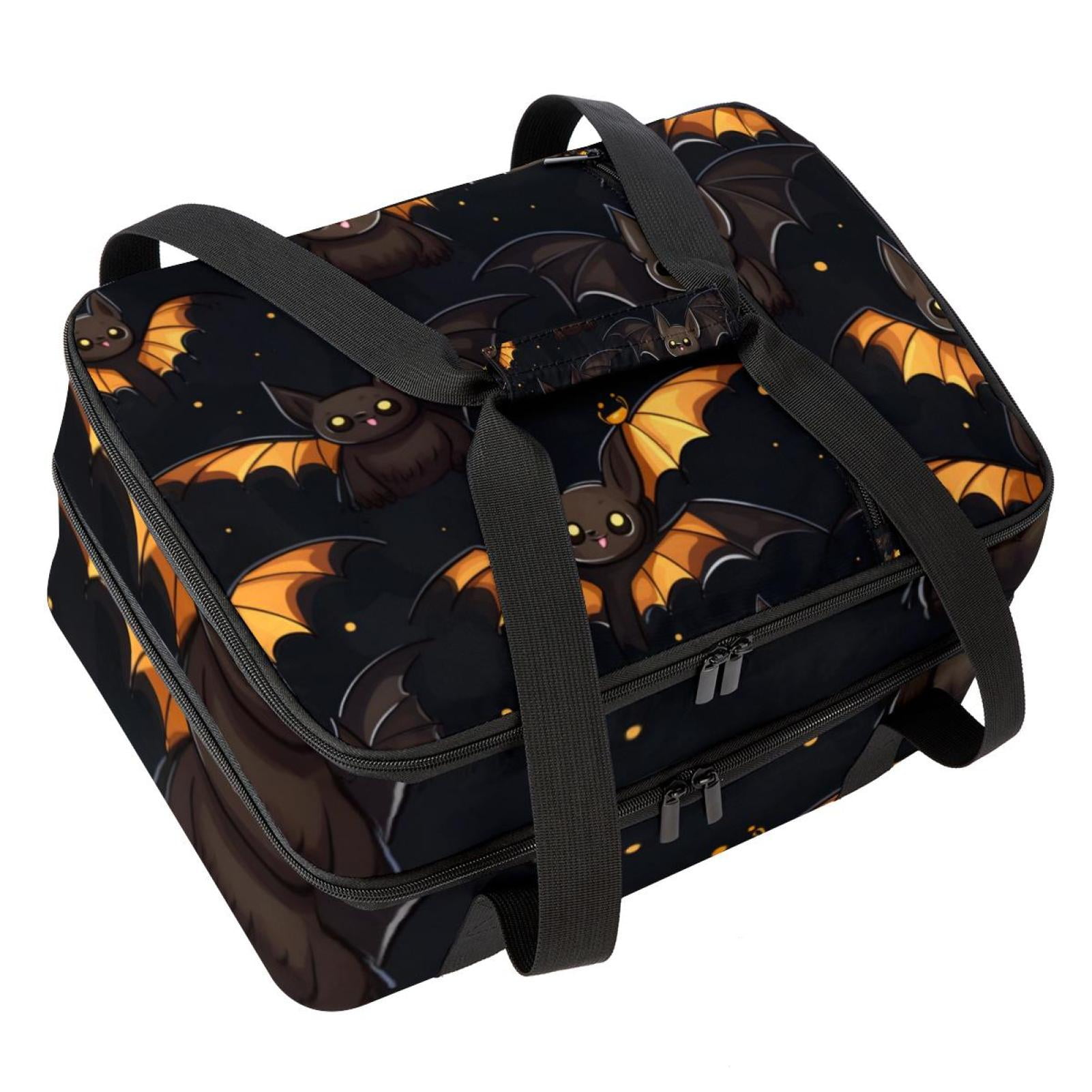 Bats Double Layered Insulated Lunch Bag with Two Compartments, Large ...