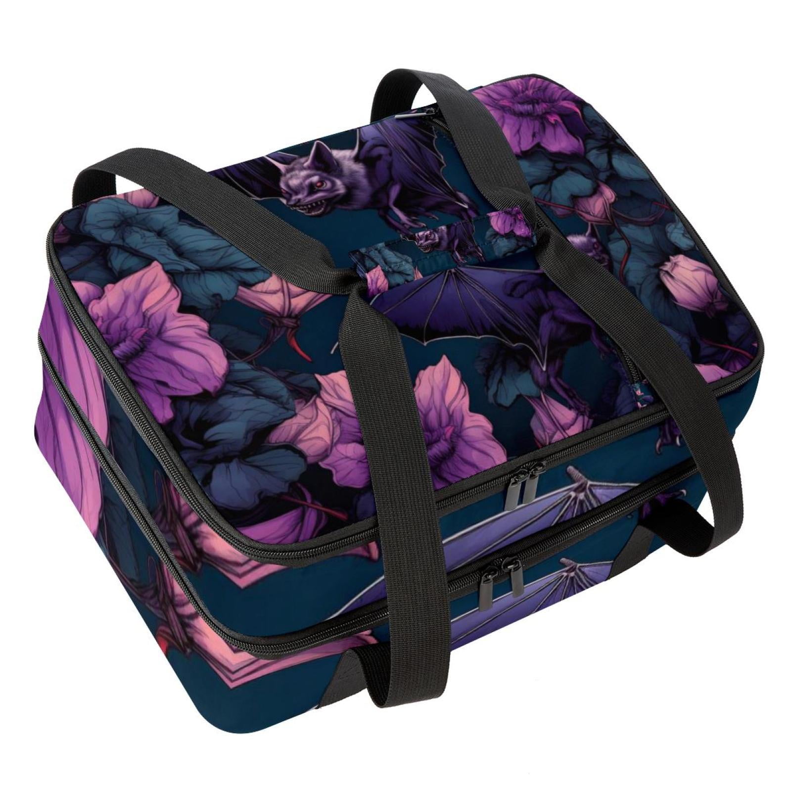 Bats Double Layered Insulated Lunch Bag with Two Compartments, Large ...