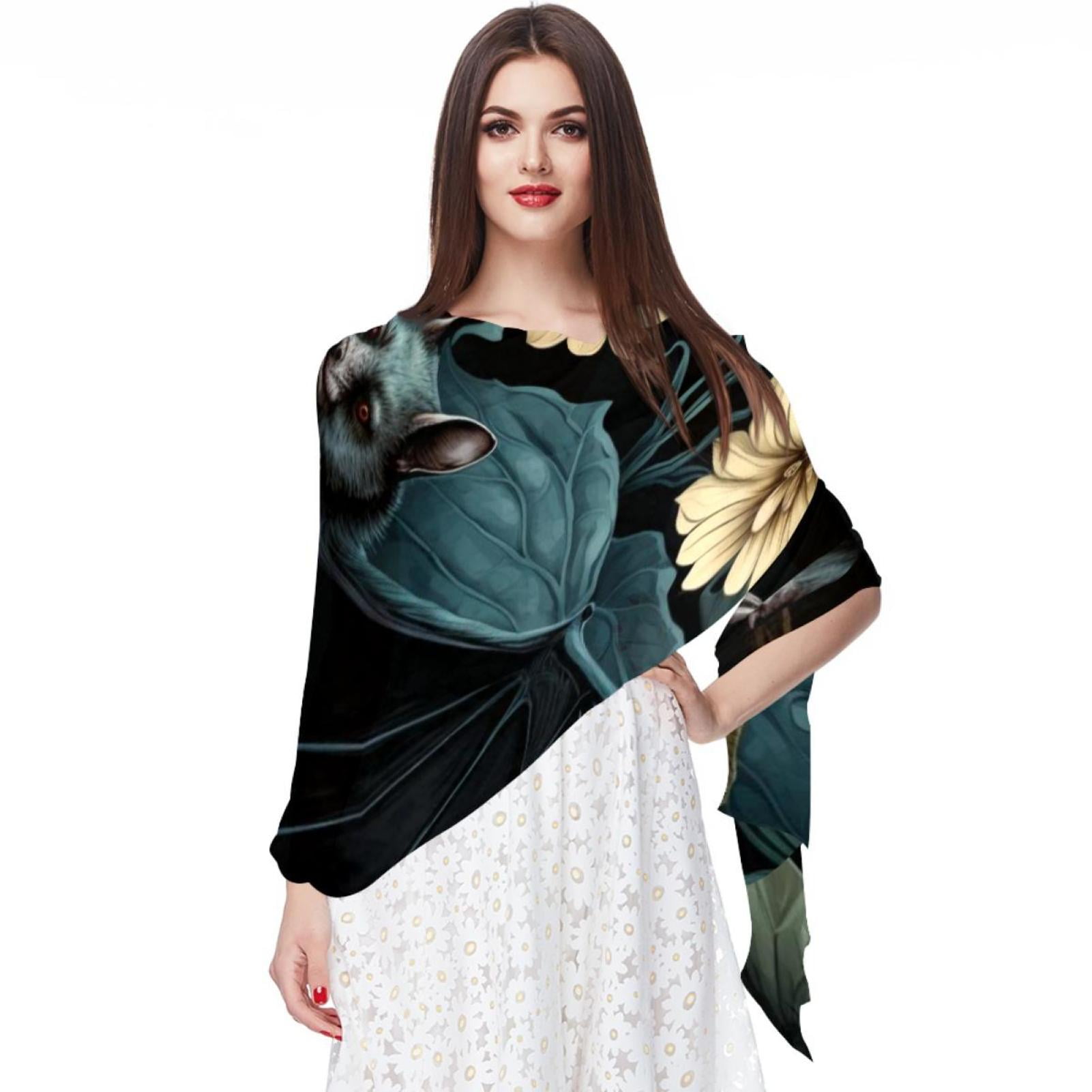 Bats Elegant Chiffon Silk Scarf - Lightweight Translucent Shawl Wrap ...