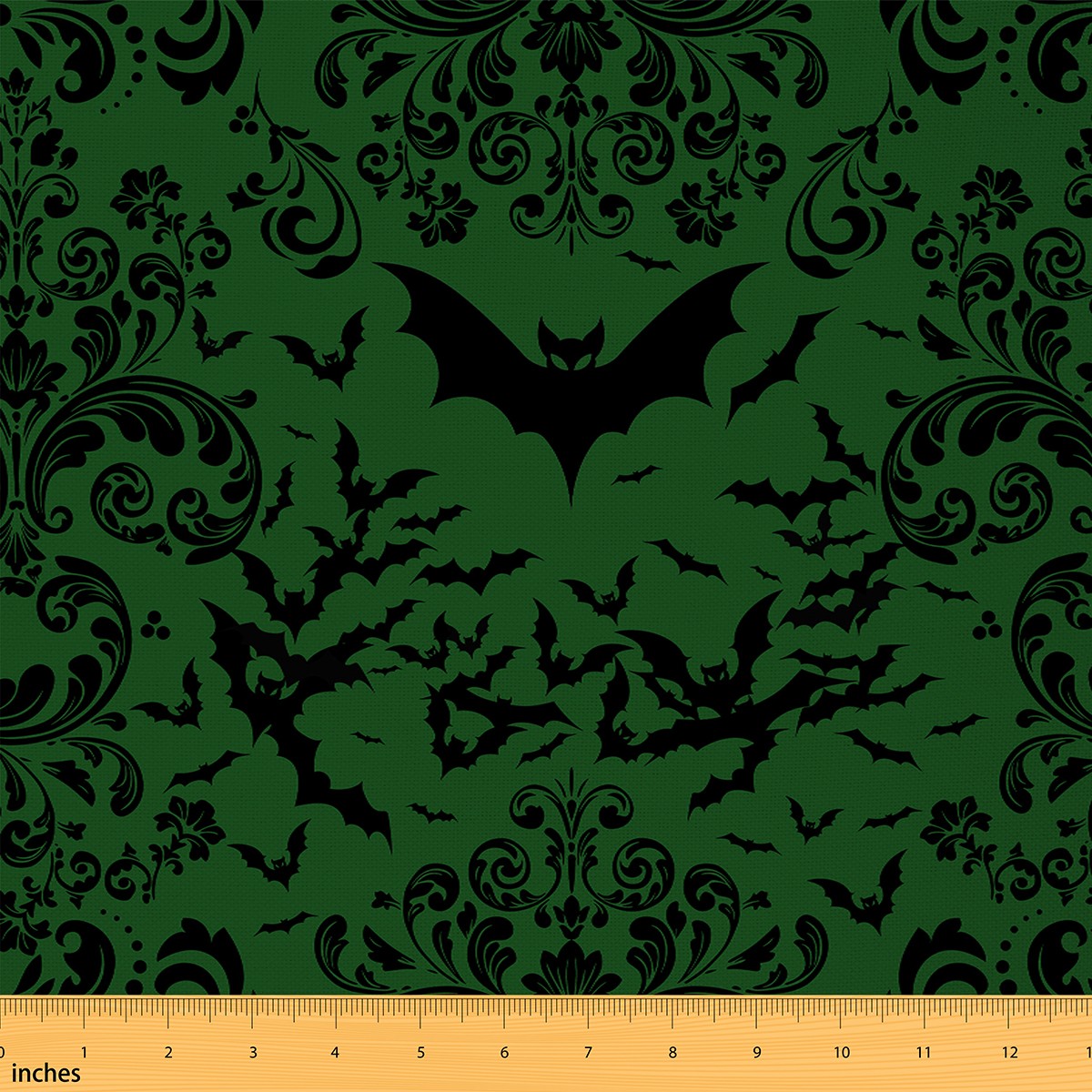 Bats Fabric By The Yard,Damask Retro Flowers Waterproof Upholstery ...