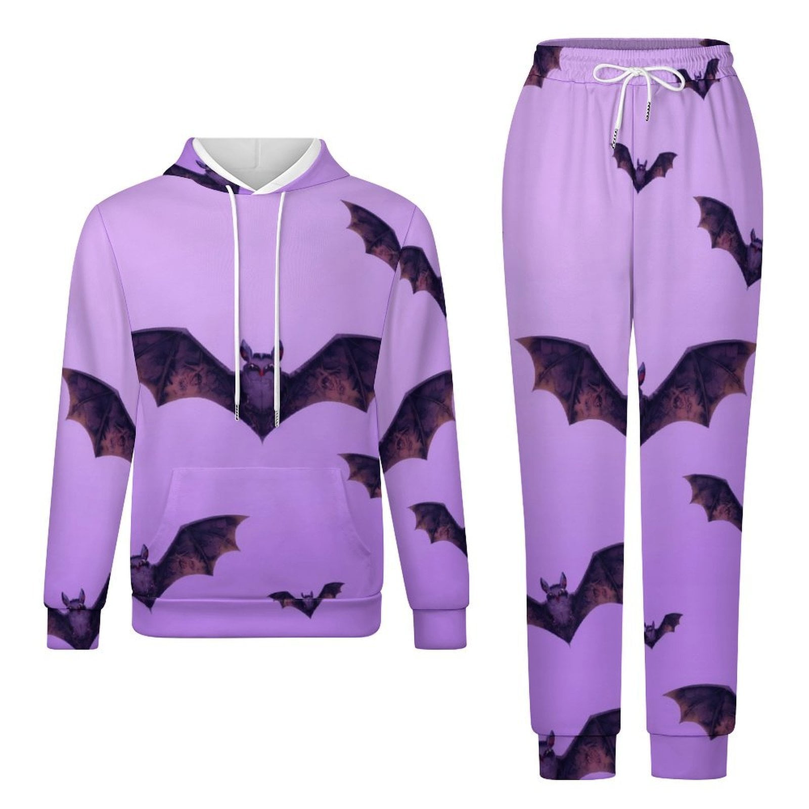 Bats Flying in Purple Sky Hoodie Pant Suits Men Women Hooded ...