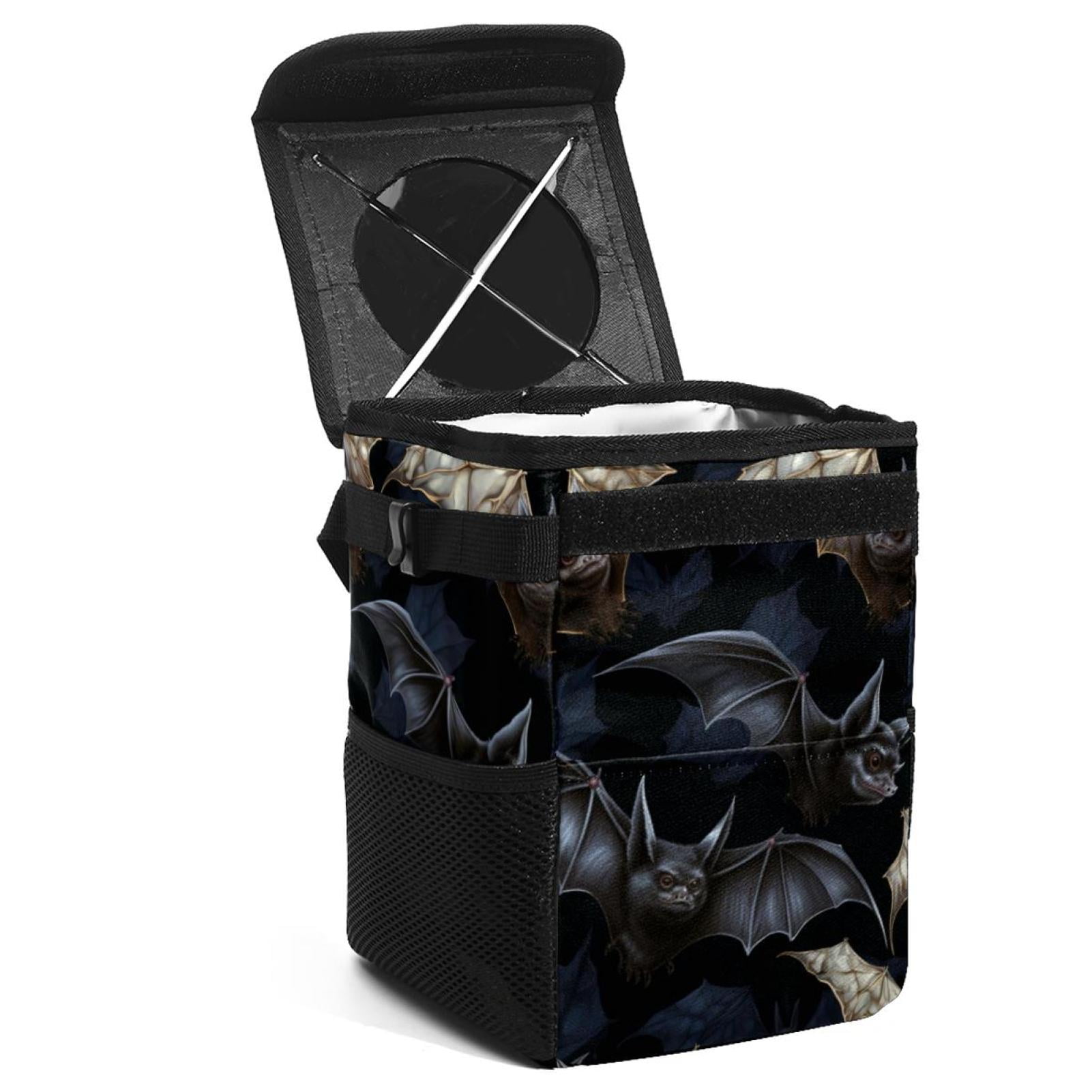 Bats Foldable Car Garbage Can with Lid, Leak-Proof, Hanging Storage Bag ...