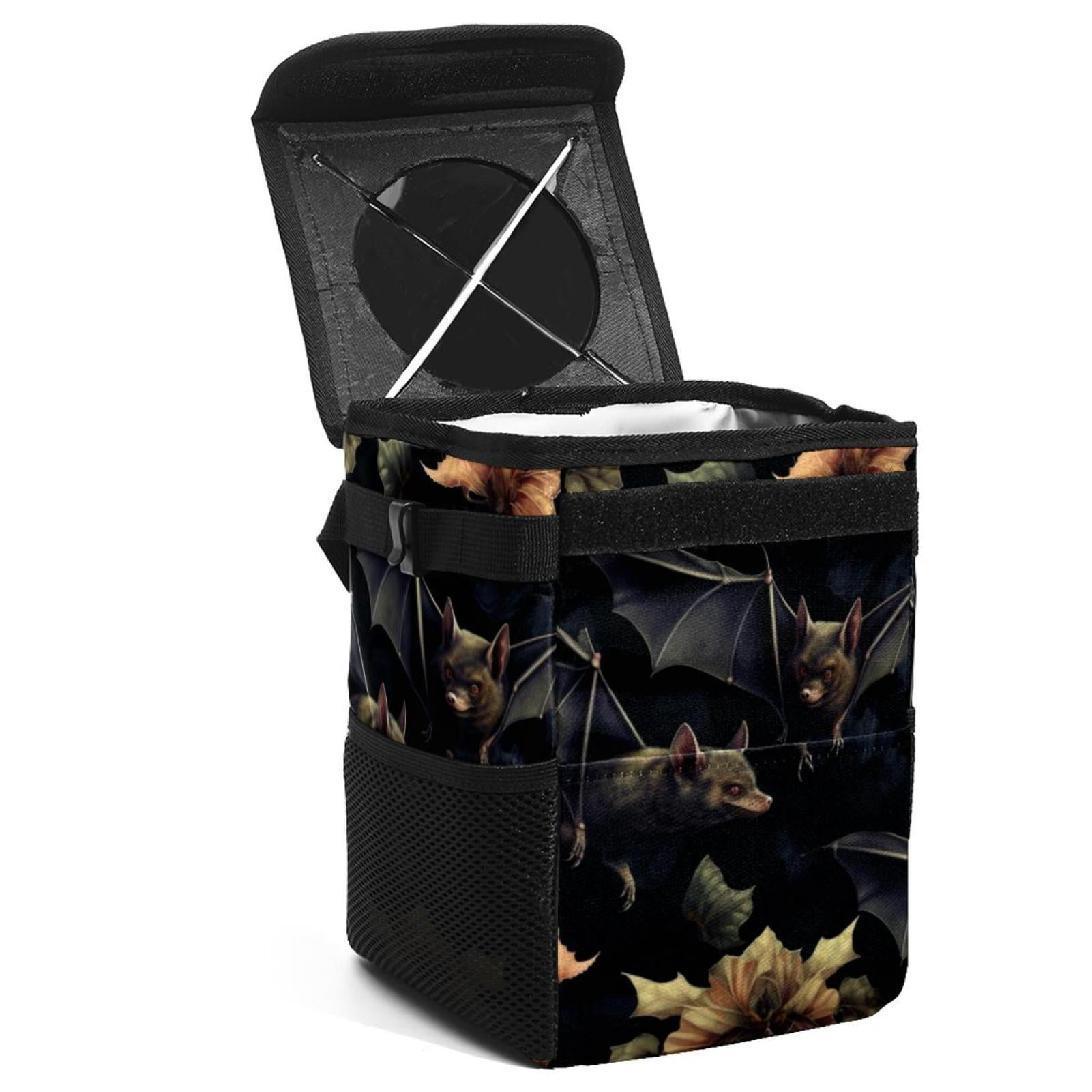 Bats Foldable Car Trash Bin with Lid, Leak-Proof Mini Trash Can for Car ...