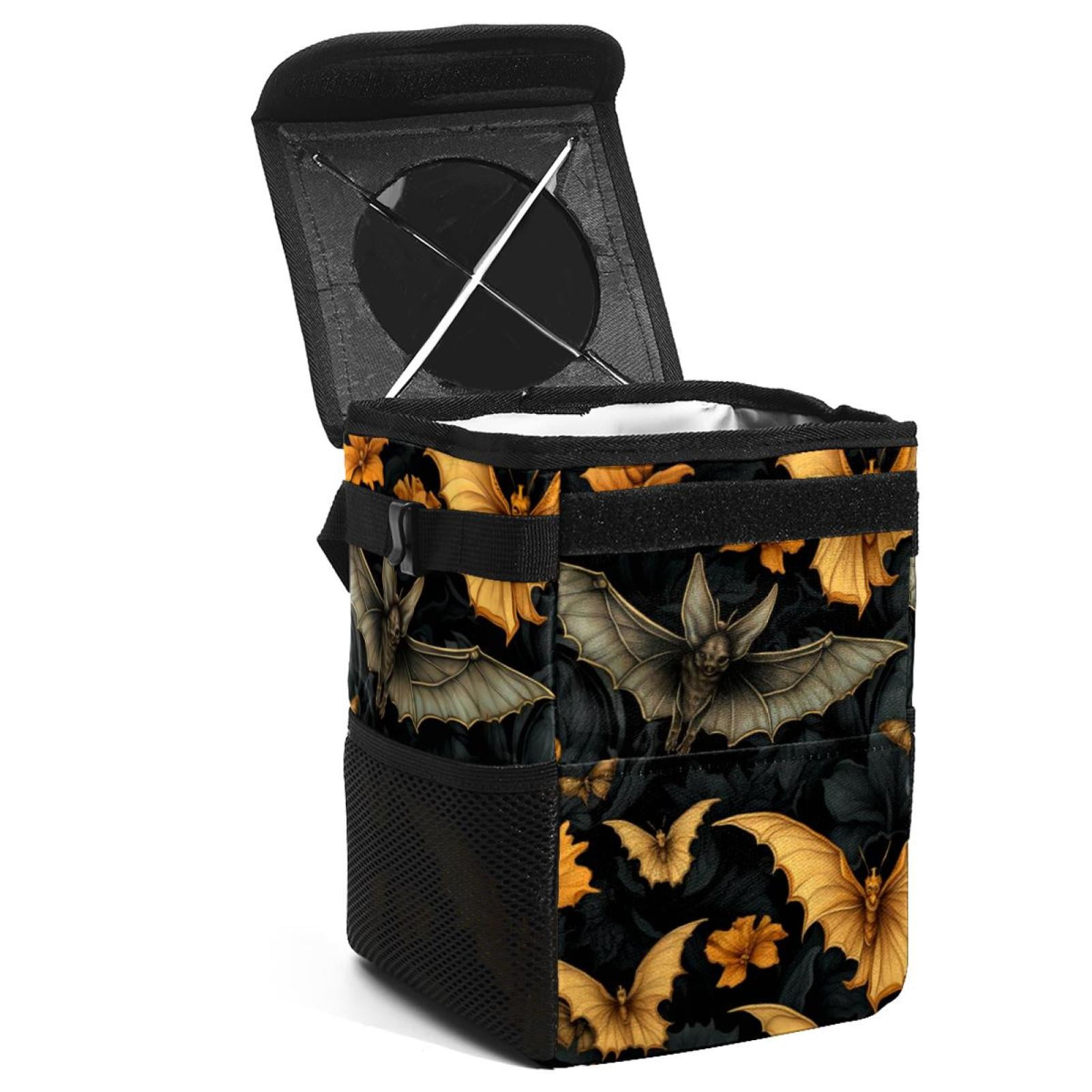 Bats Foldable Car Trash Can with Lid, Leak-Proof, Hanging Storage Bag ...