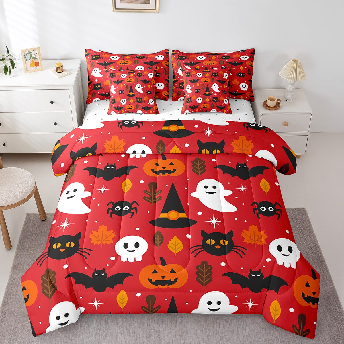 Cartoon Halloween Duvet Cover 68x90 Inch Size Pumpkin Lantern Bedding ...