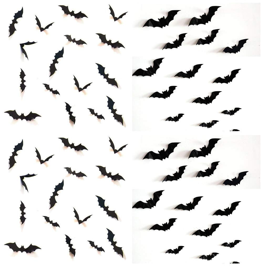 Bats Halloween Decorations Decor Supplies, 3D Decorative Scary Bat Wall ...