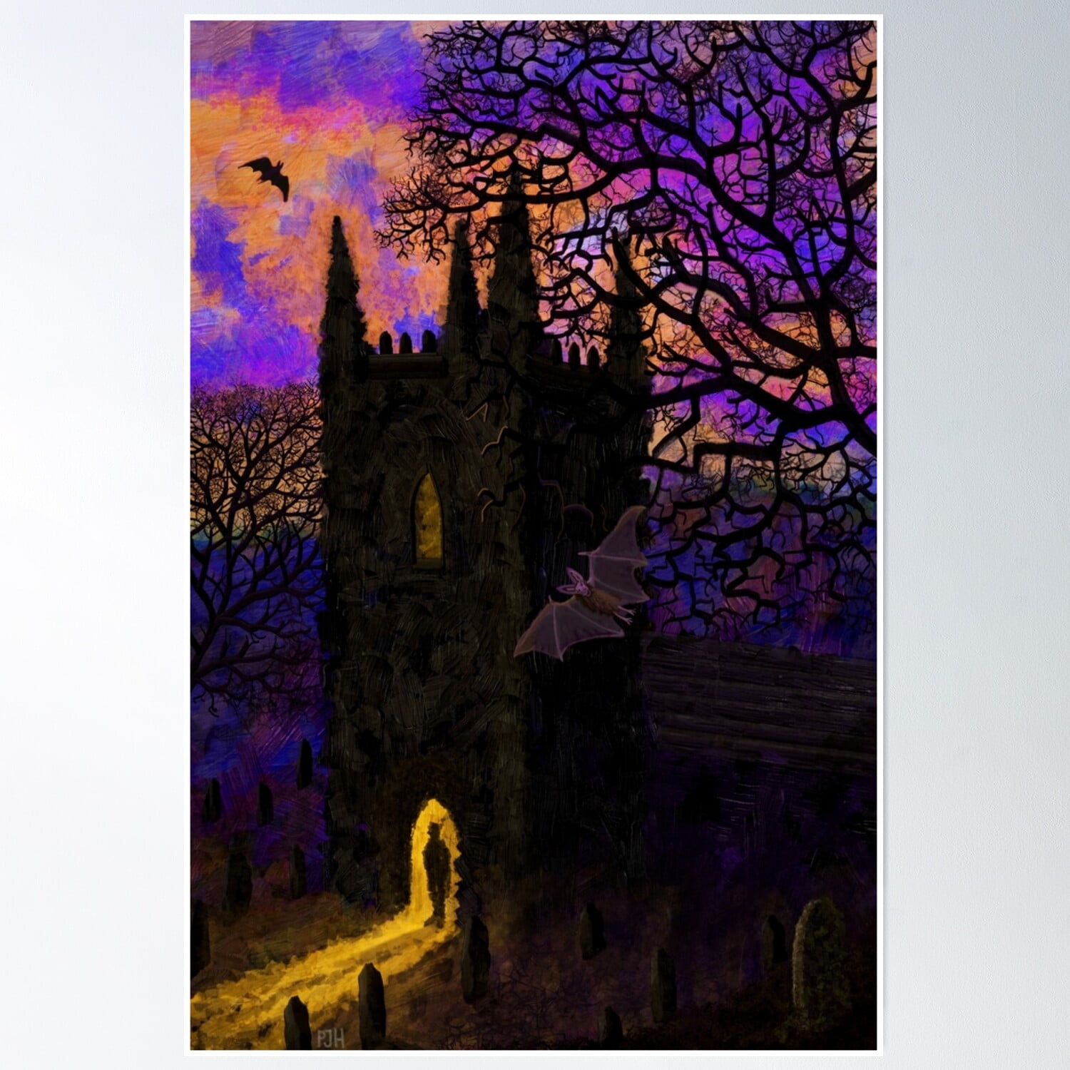 Bats In The Belfry Poster Wall Art, Modern Wall Decor, 12x18 UNFRAMED ...