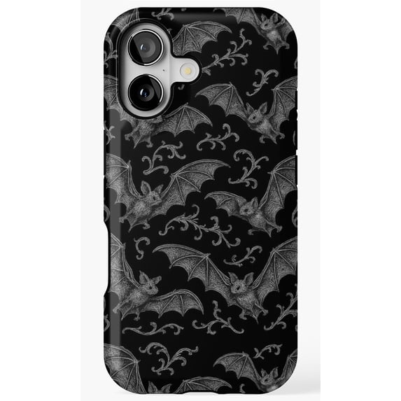 Bats In Victorian Black Gothic Goth Design Phone Case for iPhone 17 16 ...