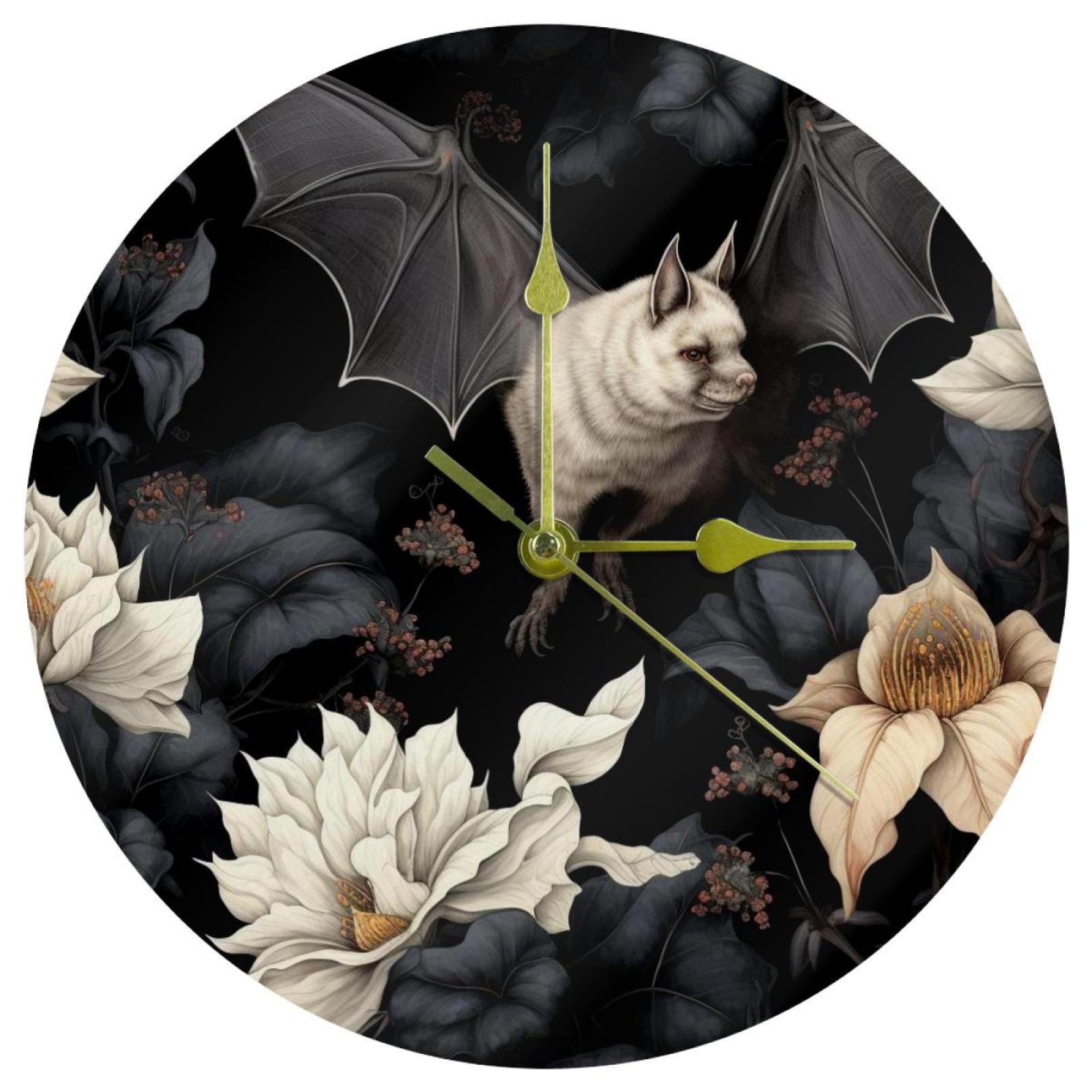 Bats Modern Round Acrylic Wall Clock, 9.8 Inches, Silent Non-Ticking ...