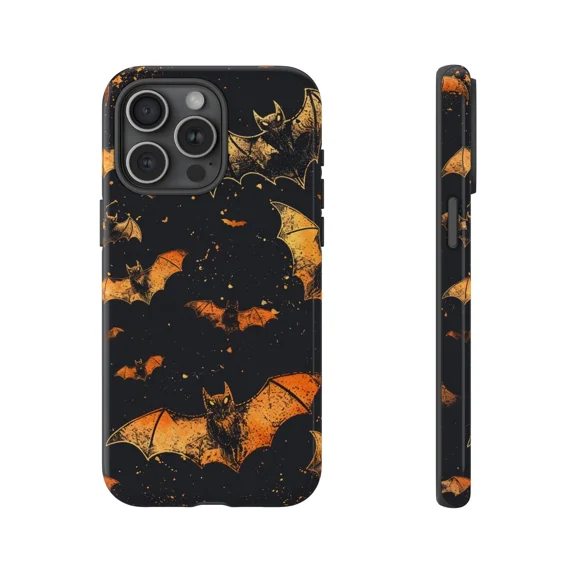 Bats Orange Halloween Black Bat Illustration Phone Case for iPhone 11 ...