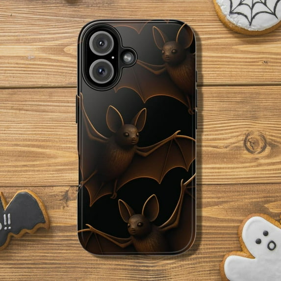 Bats Pattern Gothic Black Phone Case for iPhone 11 12 13 14 15 16 Pro ...