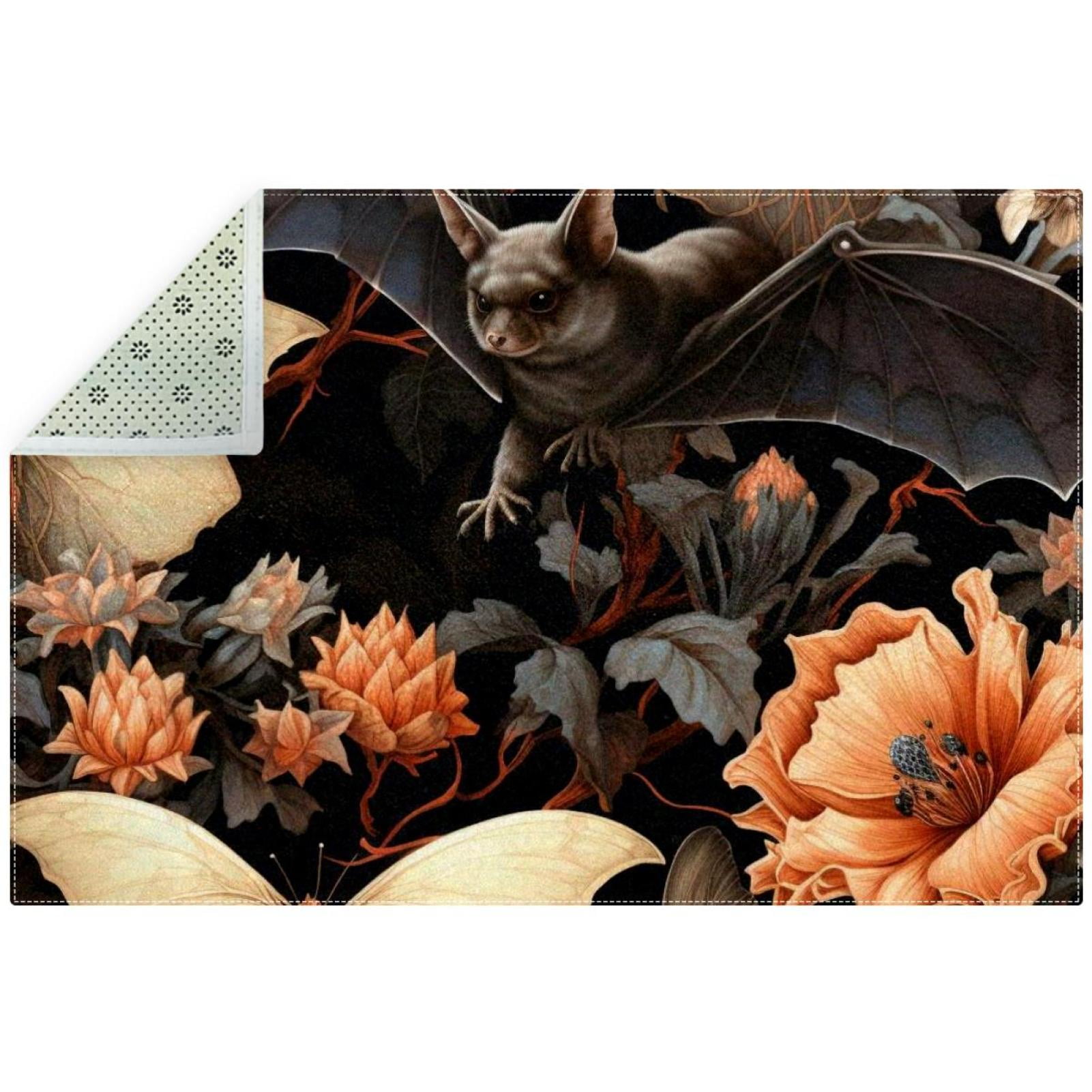 Bats Polyester Welcome Mat - Indoor/Outdoor Door Mat with Right-Angle ...