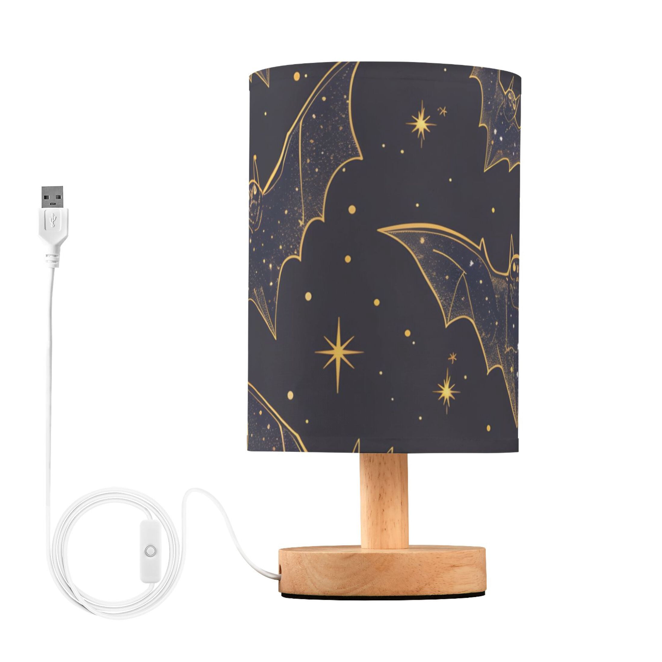 Bats Silhouette and Star Bedside Desk Lamp LED Table Nightstand Lamps ...