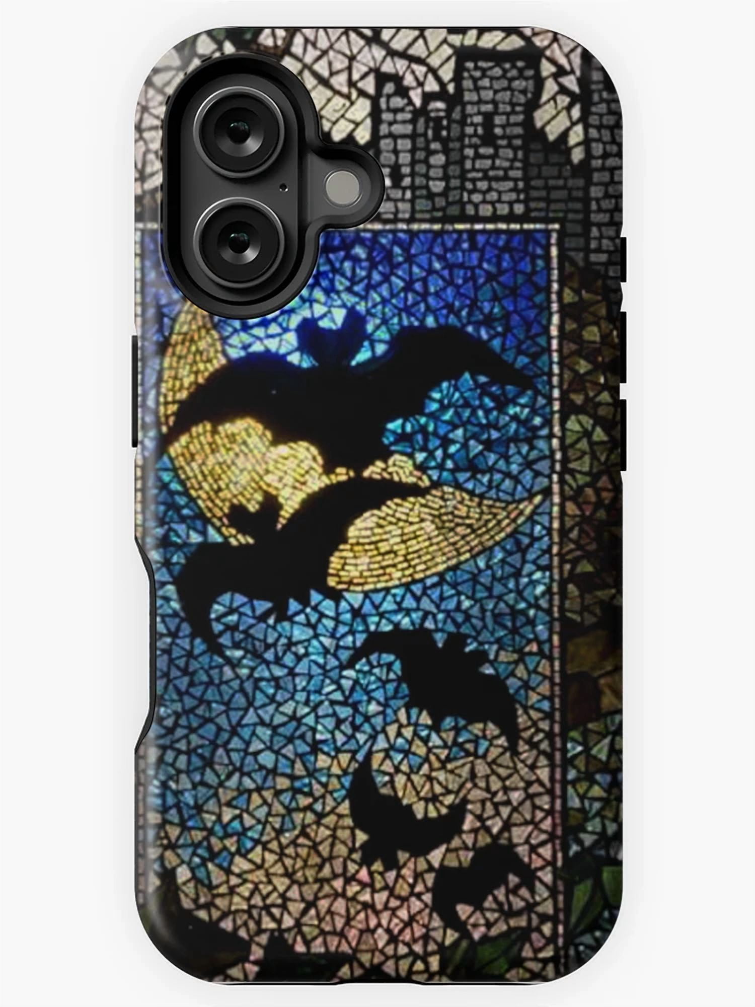 Bats Stained Glass Window iPhone Case for iPhone 11 through 16 Pro Max ...