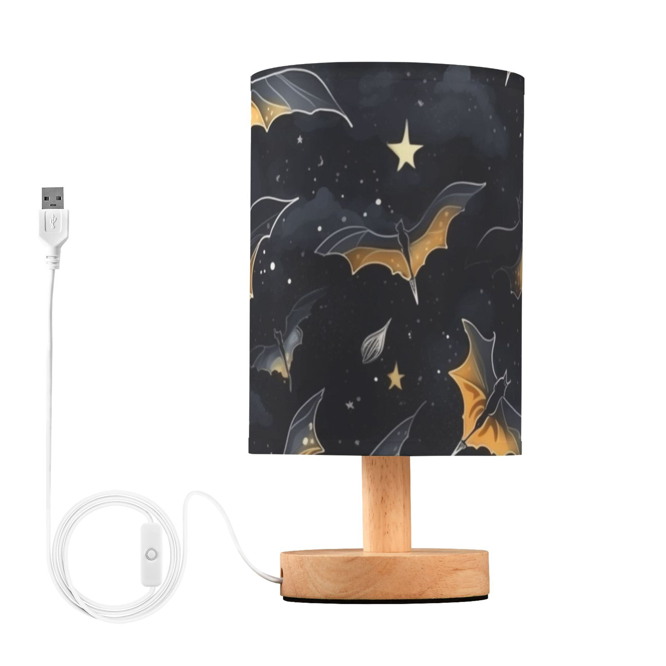 Bats with Star Bedside Table Lamp LED Warm Lights with USB Charging ...
