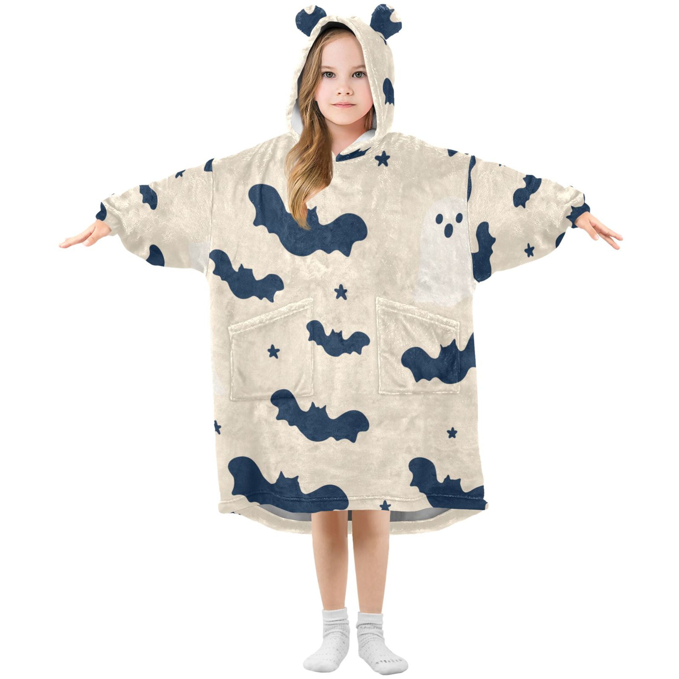 Bats Stars Specters Halloween Flannel Wearable Blankets Hooded Design ...