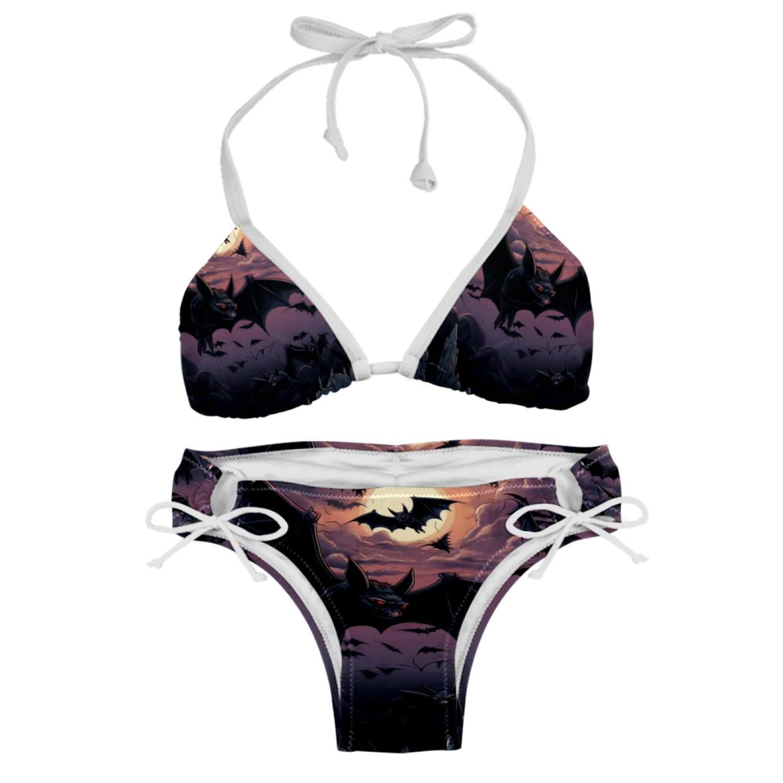 Bats Swimsuit Women Bikini Set with Detachable Sponge & Adjustable ...