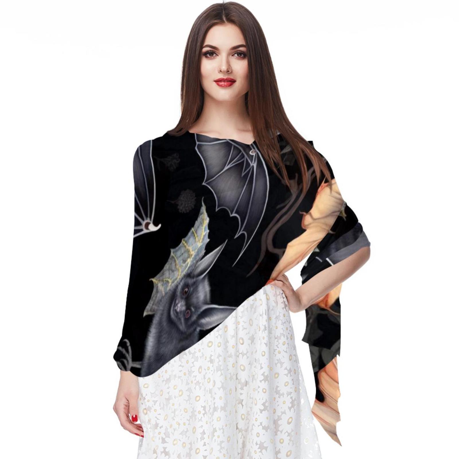 Bats Translucent Chiffon Yarn Silk Scarf - Lightweight and Breathable ...