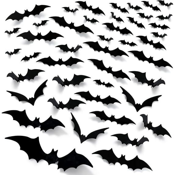 Bats Wall Decor, 170Pcs 3D Bat Halloween Decorations, Windows Stickers ...