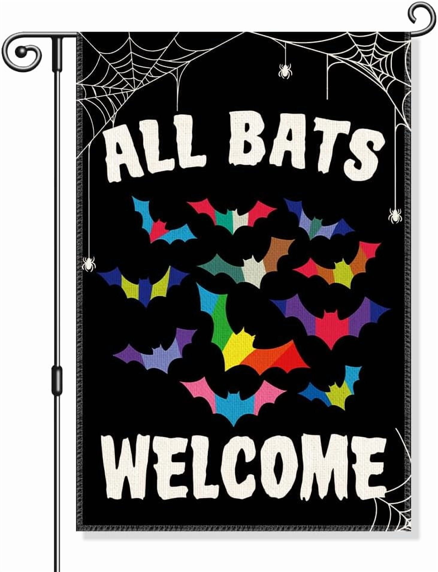 All Bats Welcome Garden Flag, Funny Equality Inclusive Yard Sign for ...