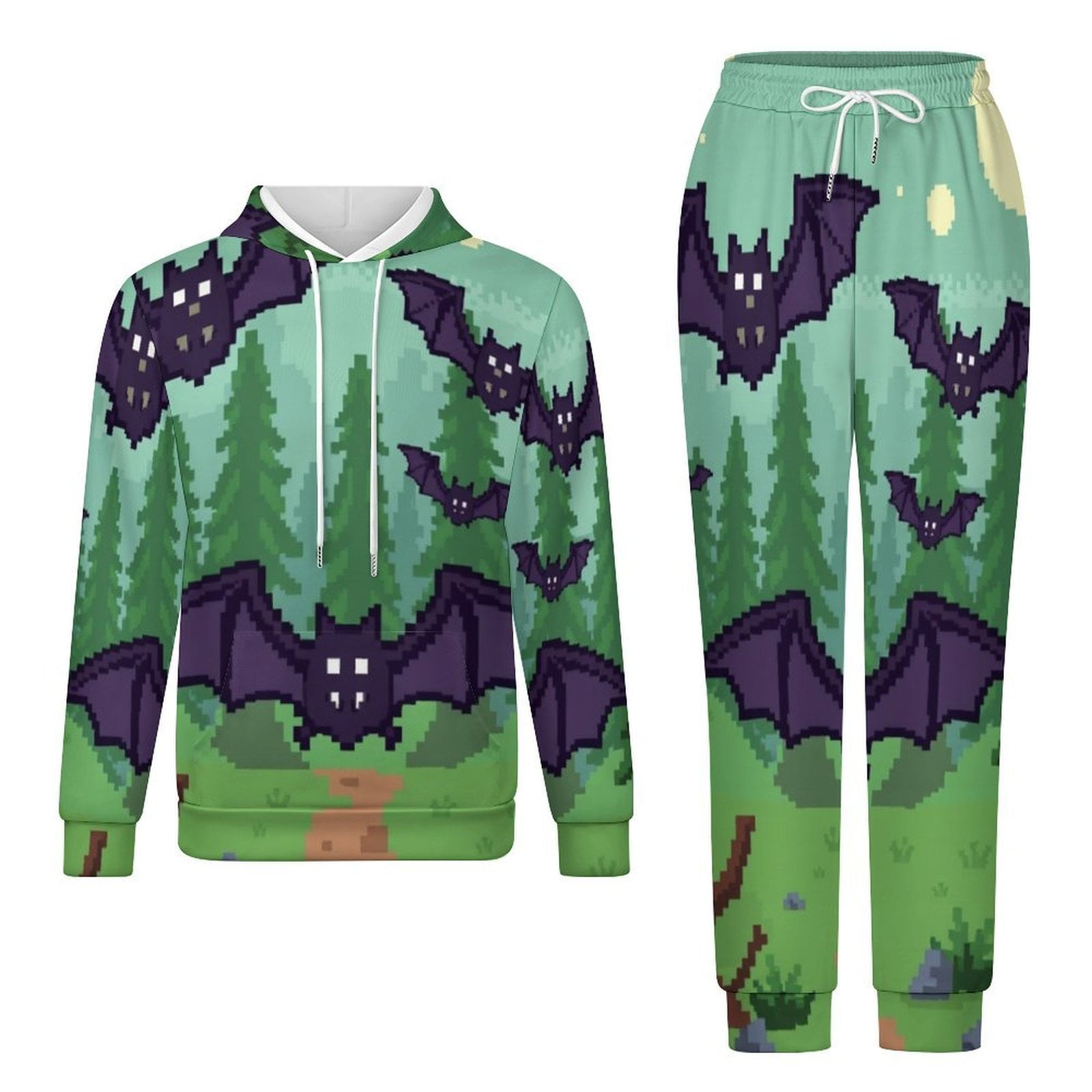 Bats in Pixel Forest. Hoodie And Pants Set Tracksuit Men Women Clothing ...