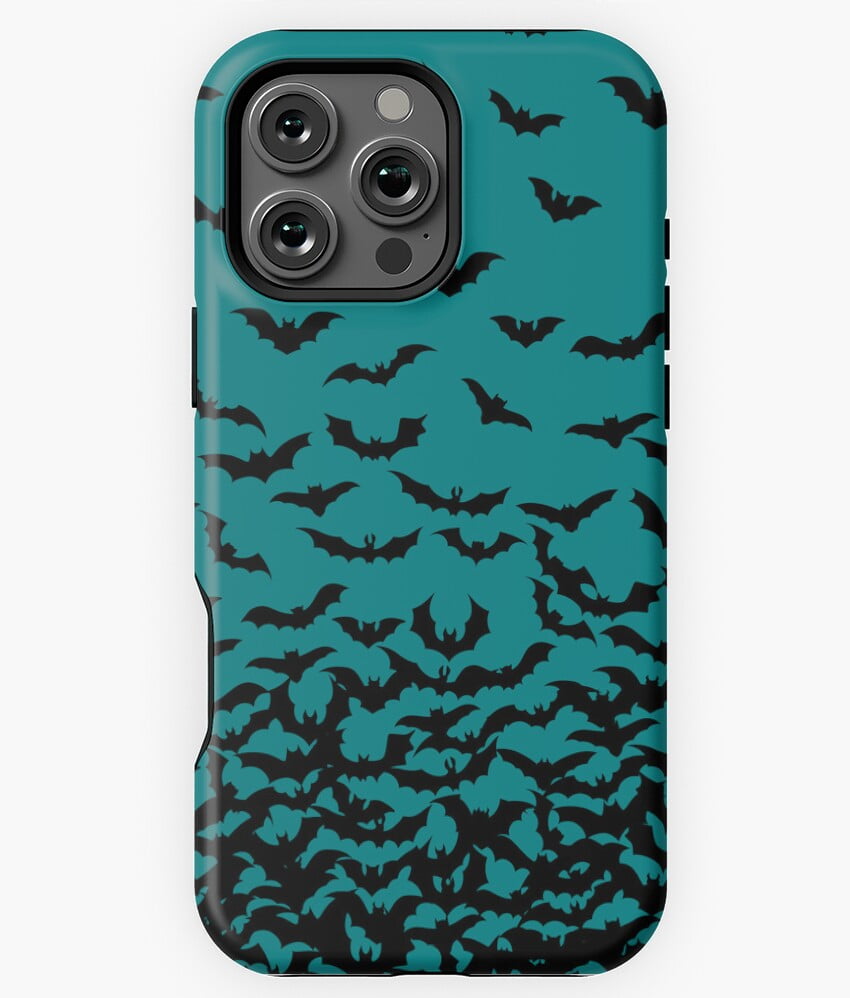 Bats on Dark Teal Print Bat Design Bat Print Halloween Print I love ...