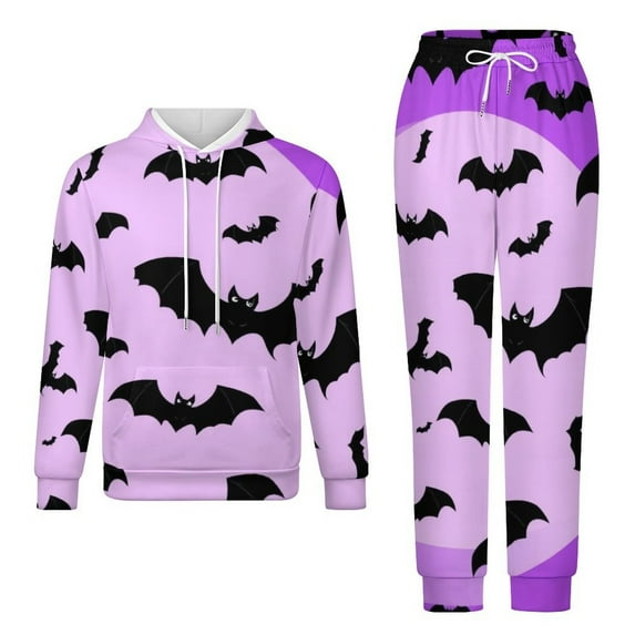 Bats on Purple Background.(16) Hoodie Pant Suits Men Women Hooded ...