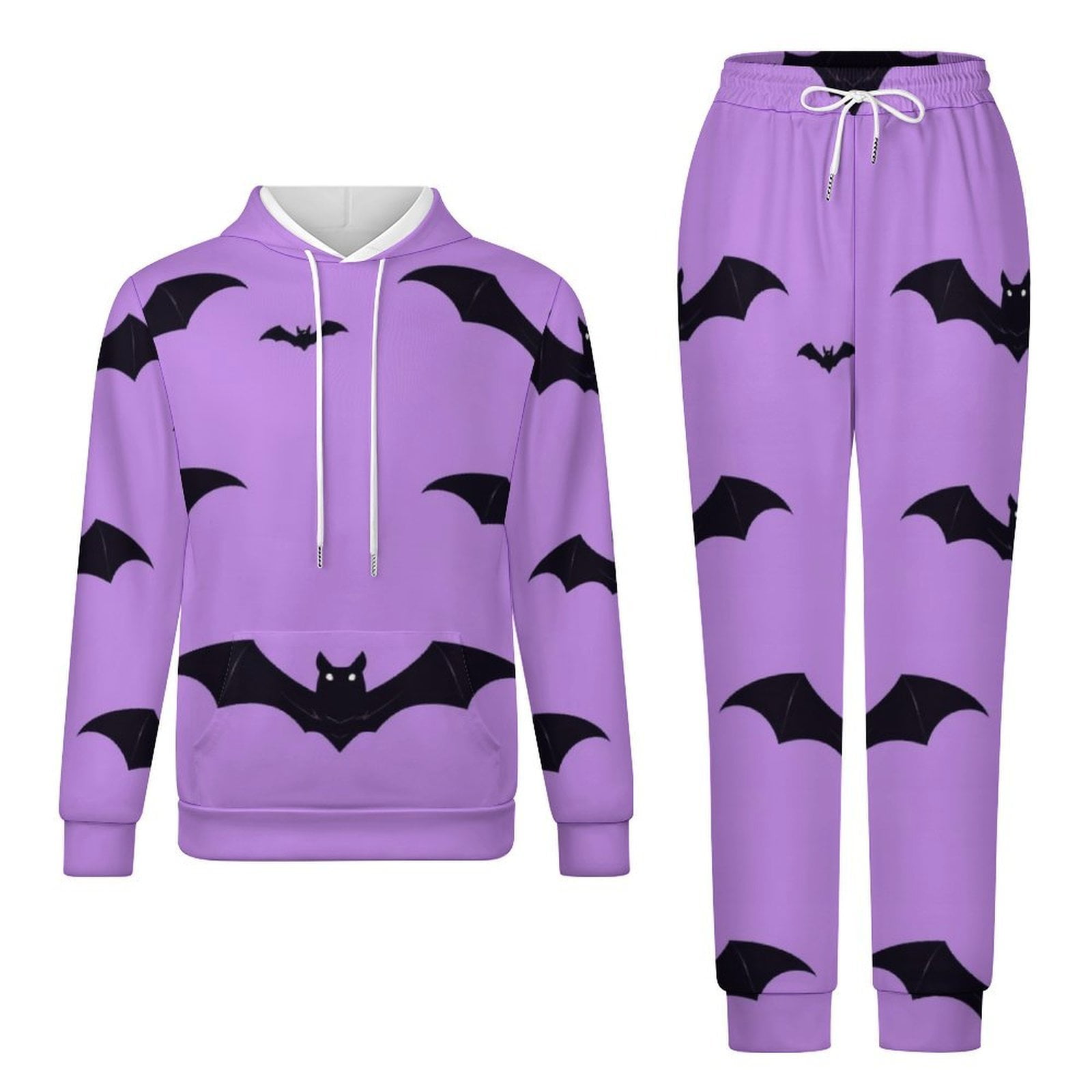 Bats on Purple Background.(3) Hoodie + Pants Suit Cool Men/Women 2 Pcs ...