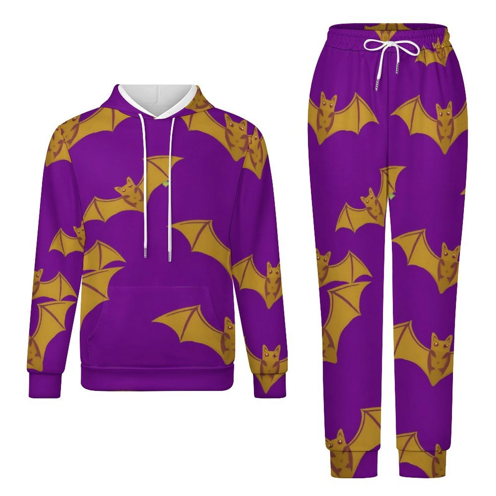 Bats on Purple Background.(6) Hoodie Pant Suits Men Women Hooded ...